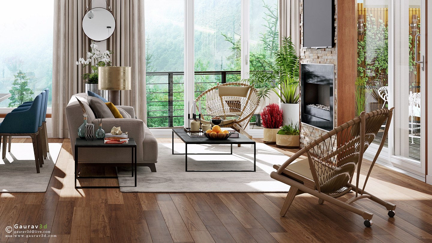 3D Archviz - Penthouse “Living Room” - Shimla Hills - by Gaurav Kumar ...