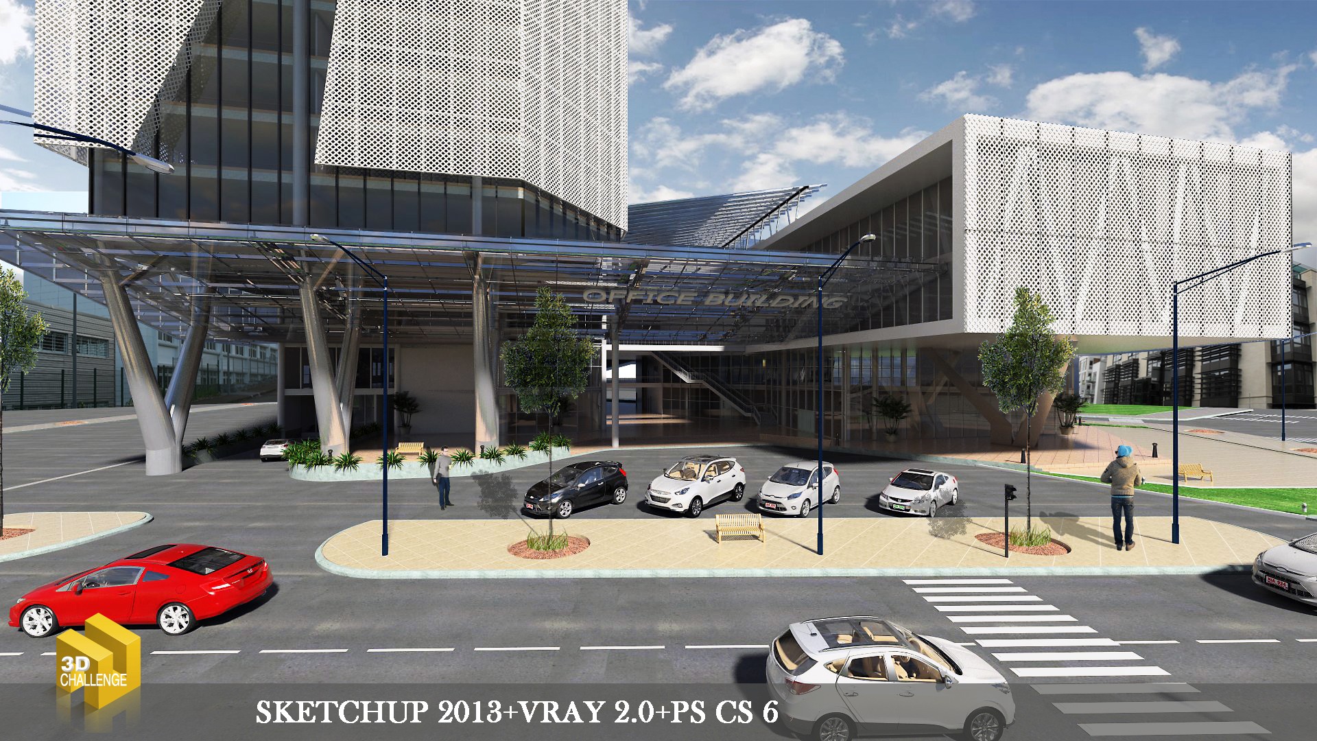 Sketchuptexture 3D Challenge - MODERN OFFICE BUILDING - Artworks