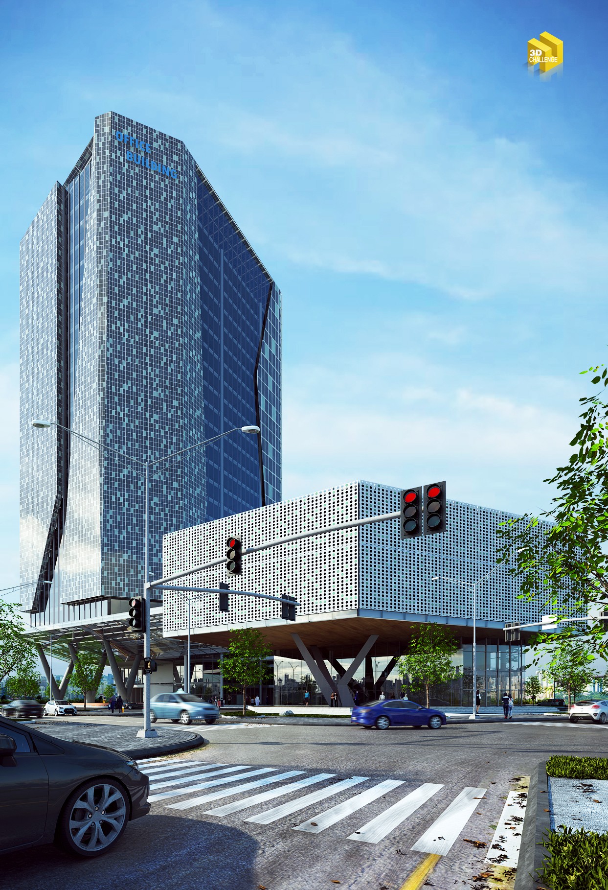 Sketchuptexture 3D Challenge - MODERN OFFICE BUILDING - Artwork 251 ...