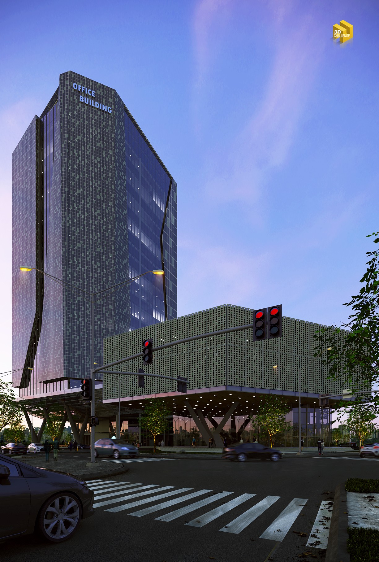 Sketchuptexture 3D Challenge - MODERN OFFICE BUILDING - Artwork 250 ...