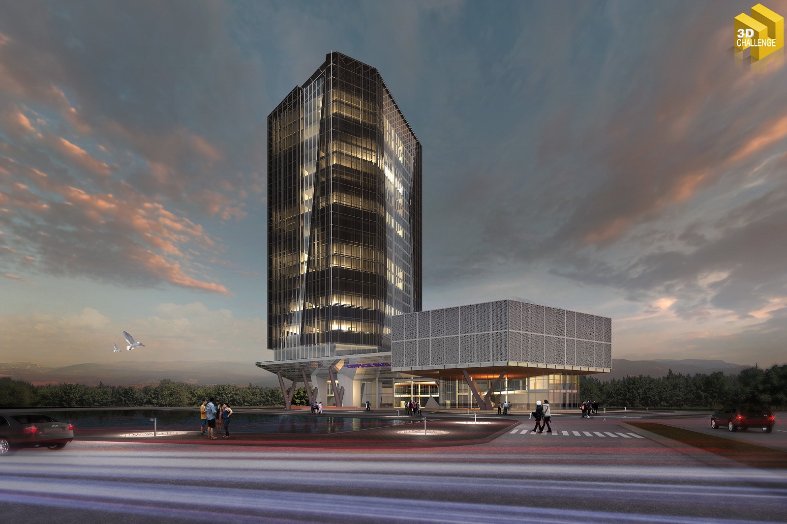 Sketchuptexture 3D Challenge - MODERN OFFICE BUILDING - Artworks