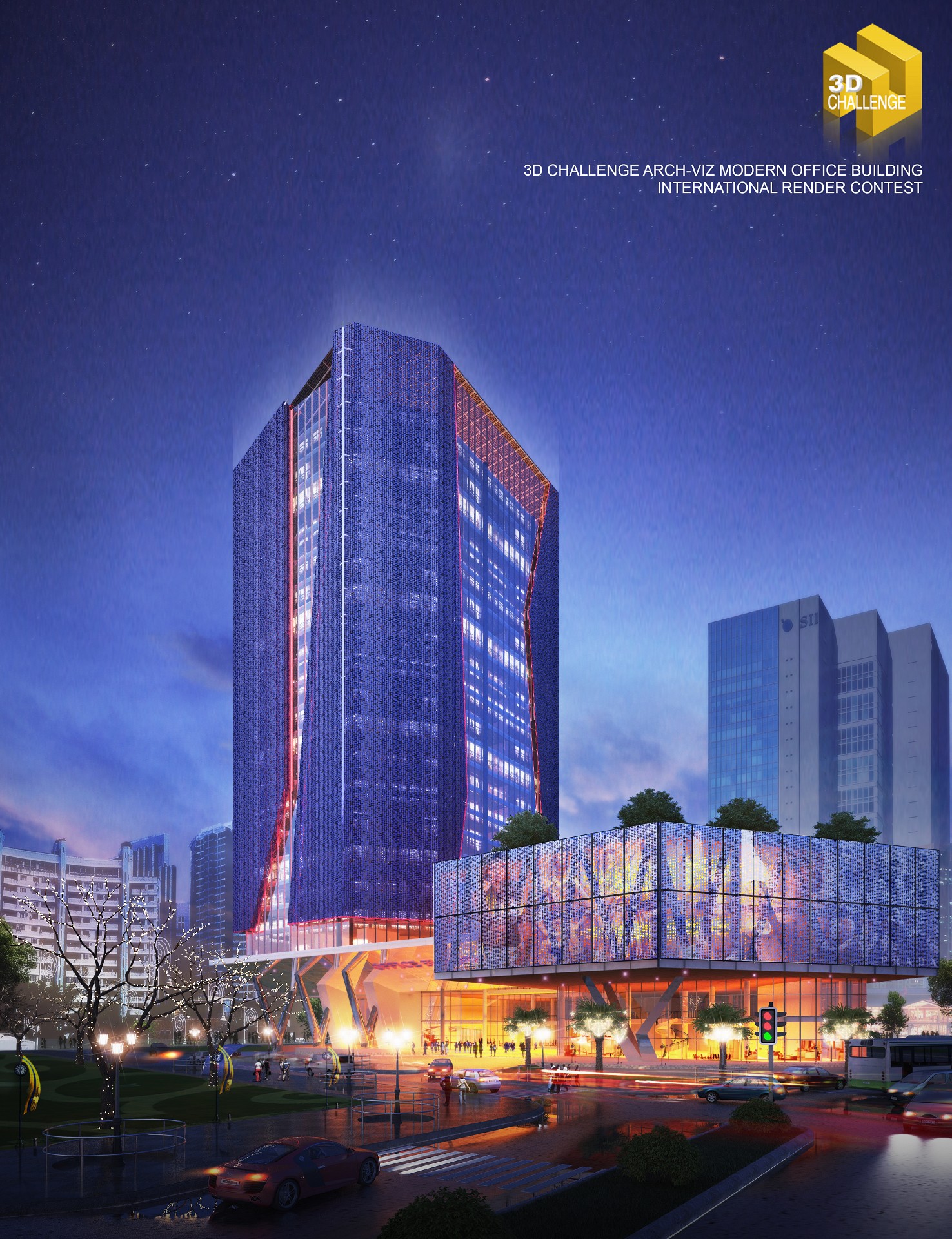 Sketchuptexture 3D Challenge - MODERN OFFICE BUILDING - Artwork 709 ...