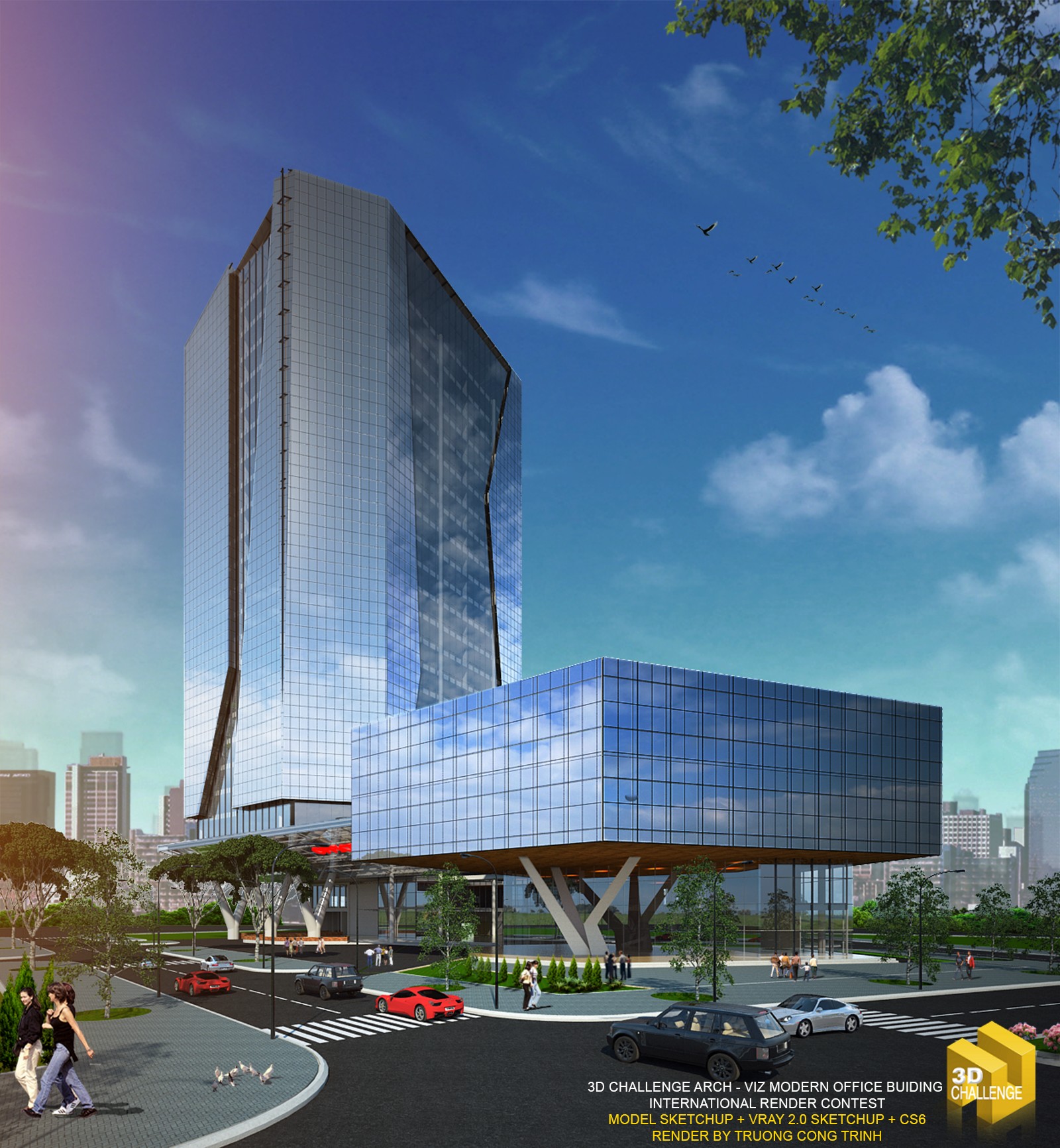 Sketchuptexture 3D Challenge - MODERN OFFICE BUILDING - Artworks - Cong ...