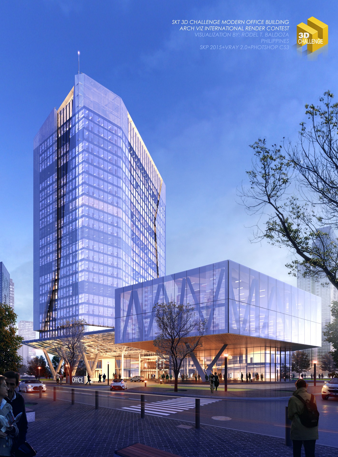 Sketchuptexture 3D Challenge - MODERN OFFICE BUILDING - Artwork 910 ...