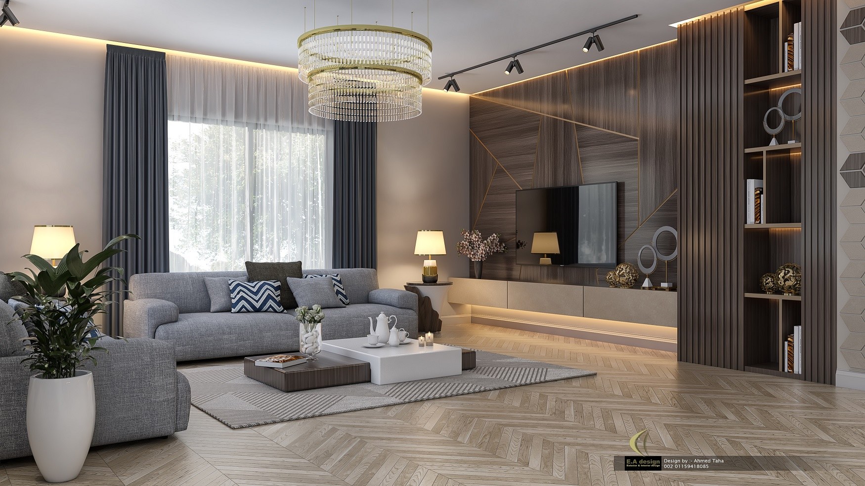 Living Room W/Open Kitchen - by Ahmed taha - #1472 - Sketchuptexture ...