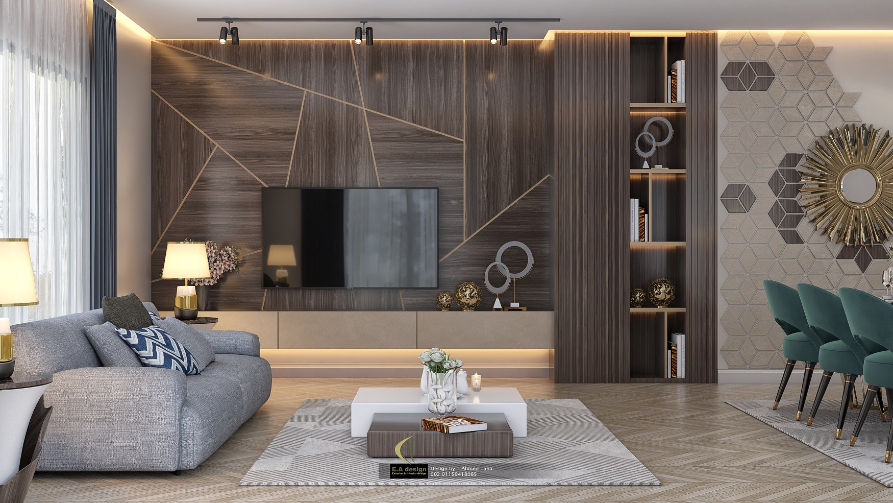 Living Room W/Open Kitchen - by Ahmed taha - #1474 - Sketchuptexture ...