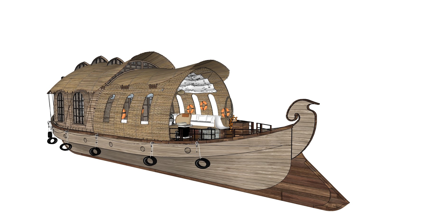 Kerala Houseboat - by Thilina Liyanage - #1409 - Sketchuptexture Free ...