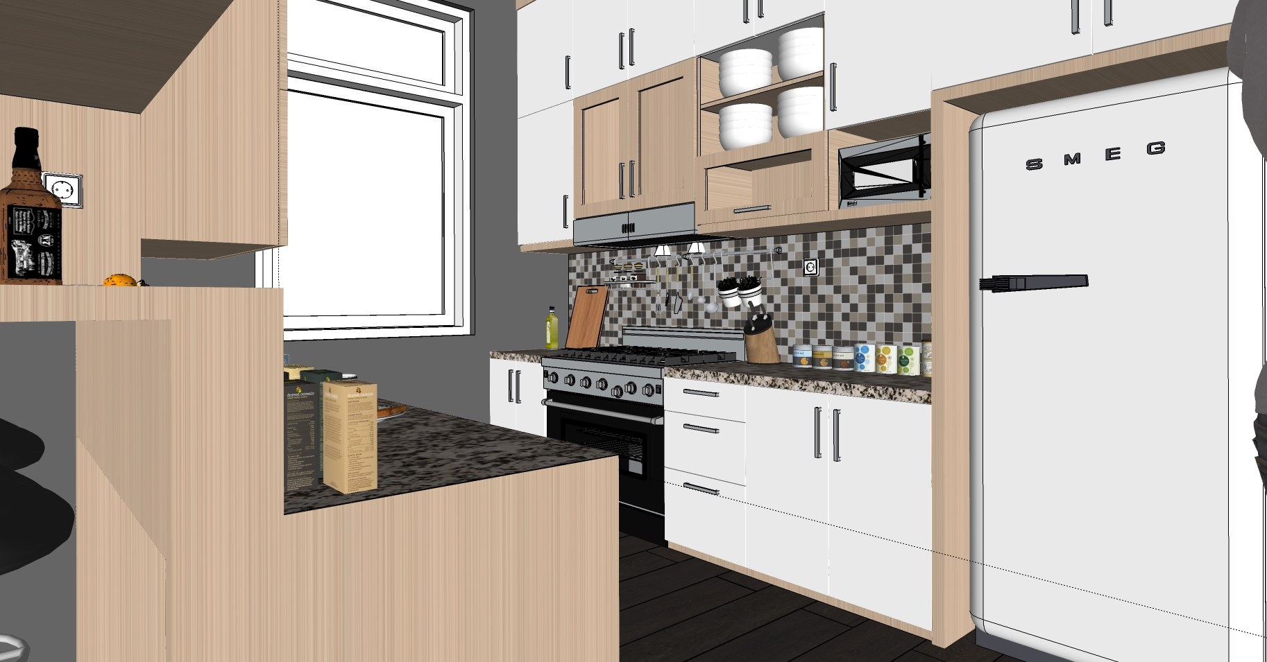 Wood Kitchen - by Eko Aryo Widodo - #395 - Sketchuptexture Free 3D Model