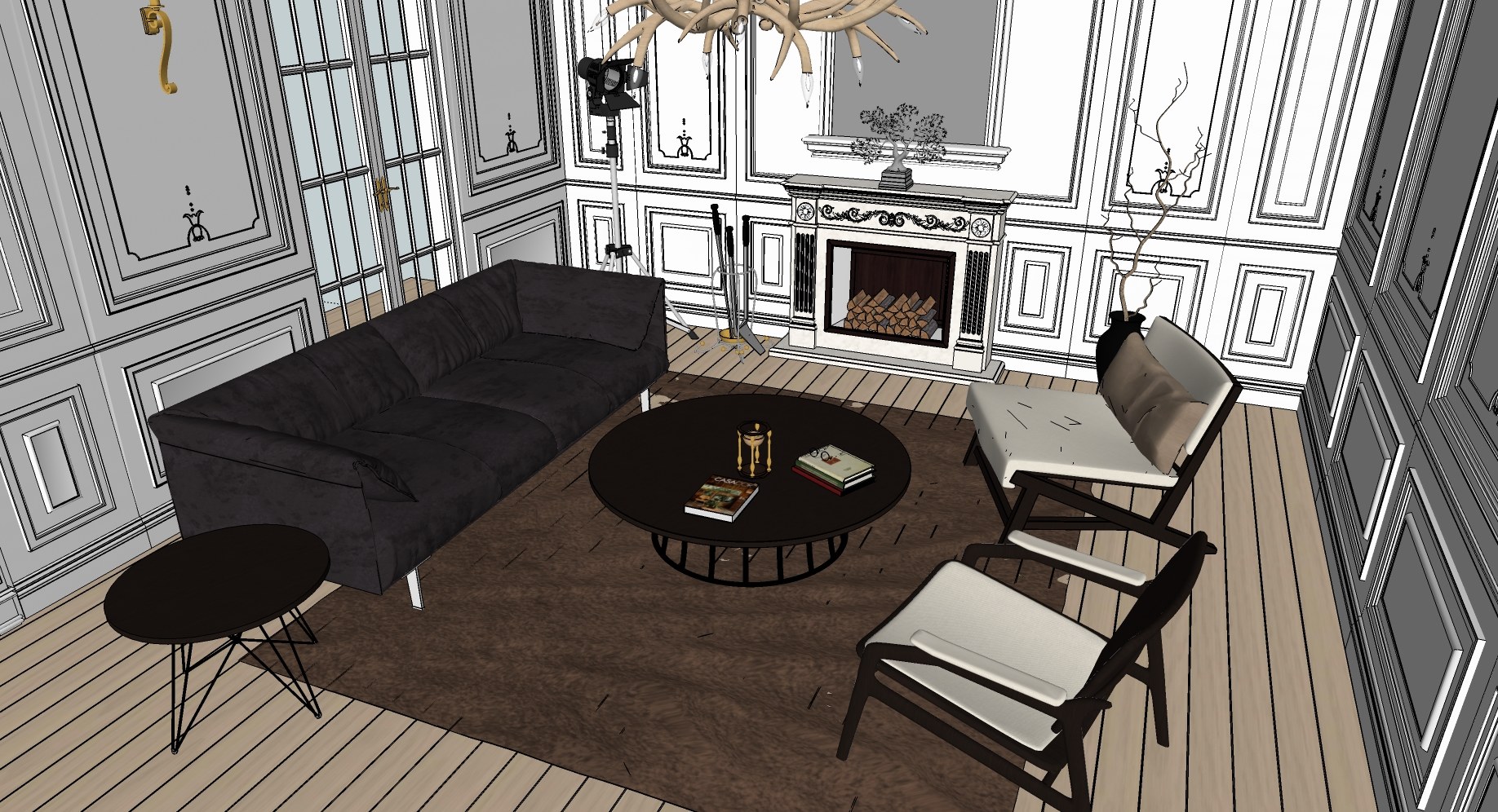 MODERN LIVING ROOM & TUTORIAL - by Duc Nguyen - #244 - Sketchuptexture Free 3D Model