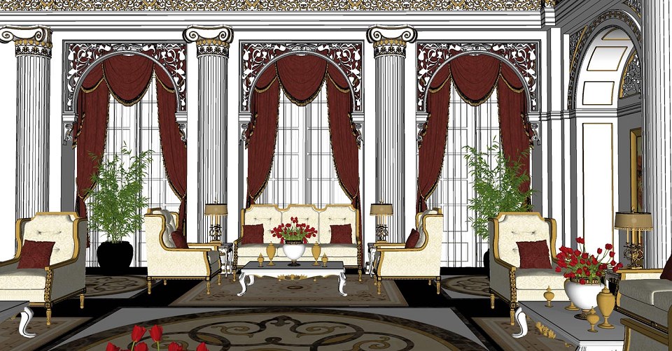 LIVING ROOM CLASSIC STYLE - by Ahmed taha - #323 - Sketchuptexture Free ...
