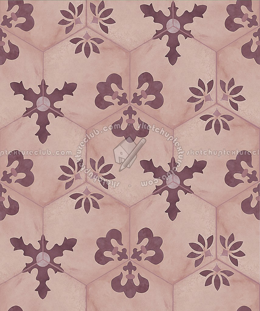 Hexagonal mixed tiles textures seamless