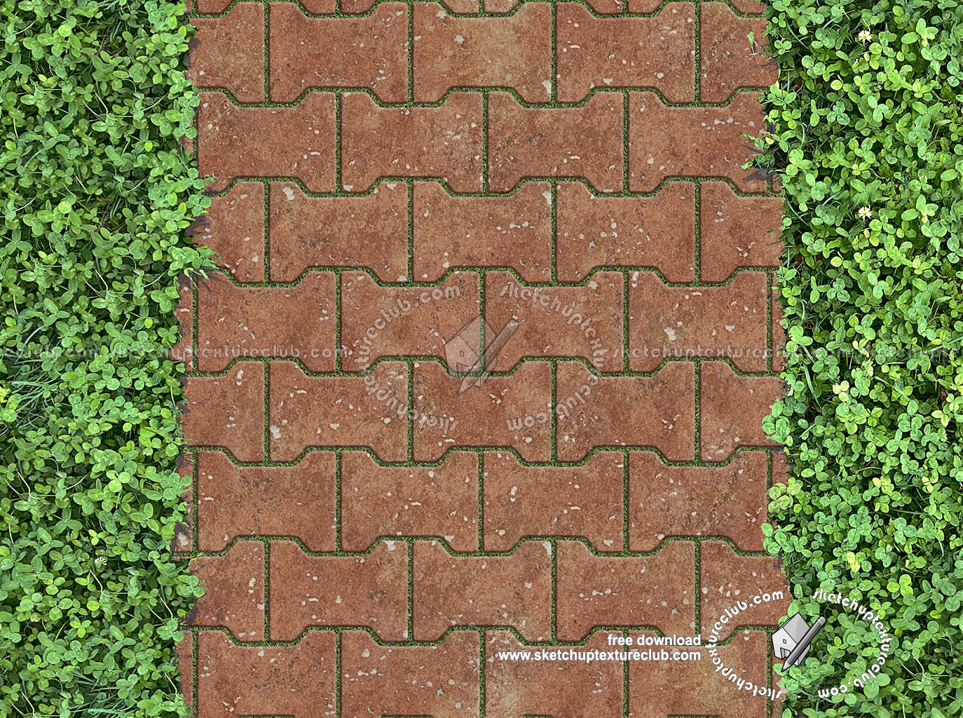Terracotta block park paving texture seamless 18688