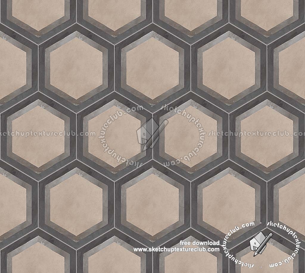 Hexagonal mixed tiles textures seamless