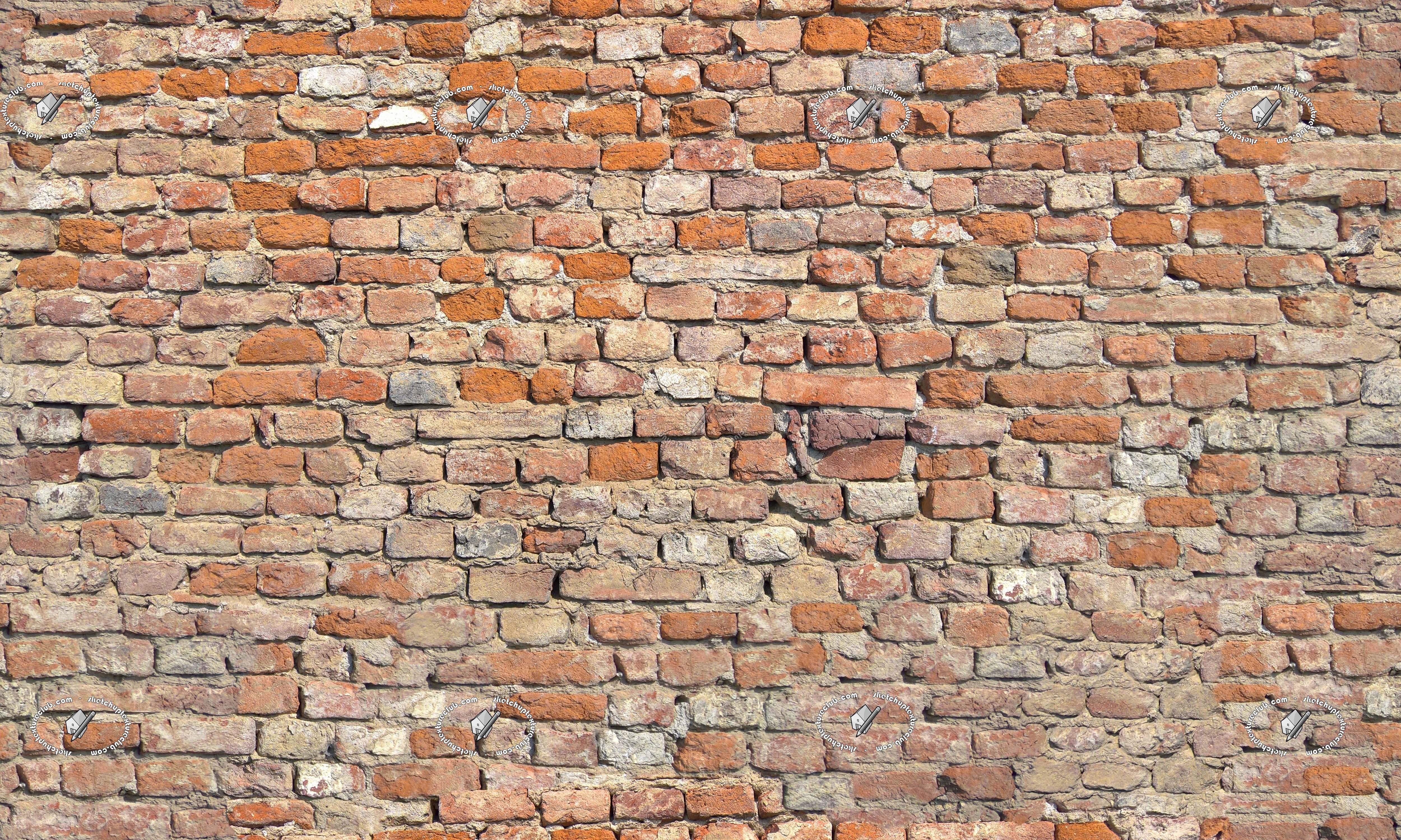 Old damaged wall bricks texture seamless 20733