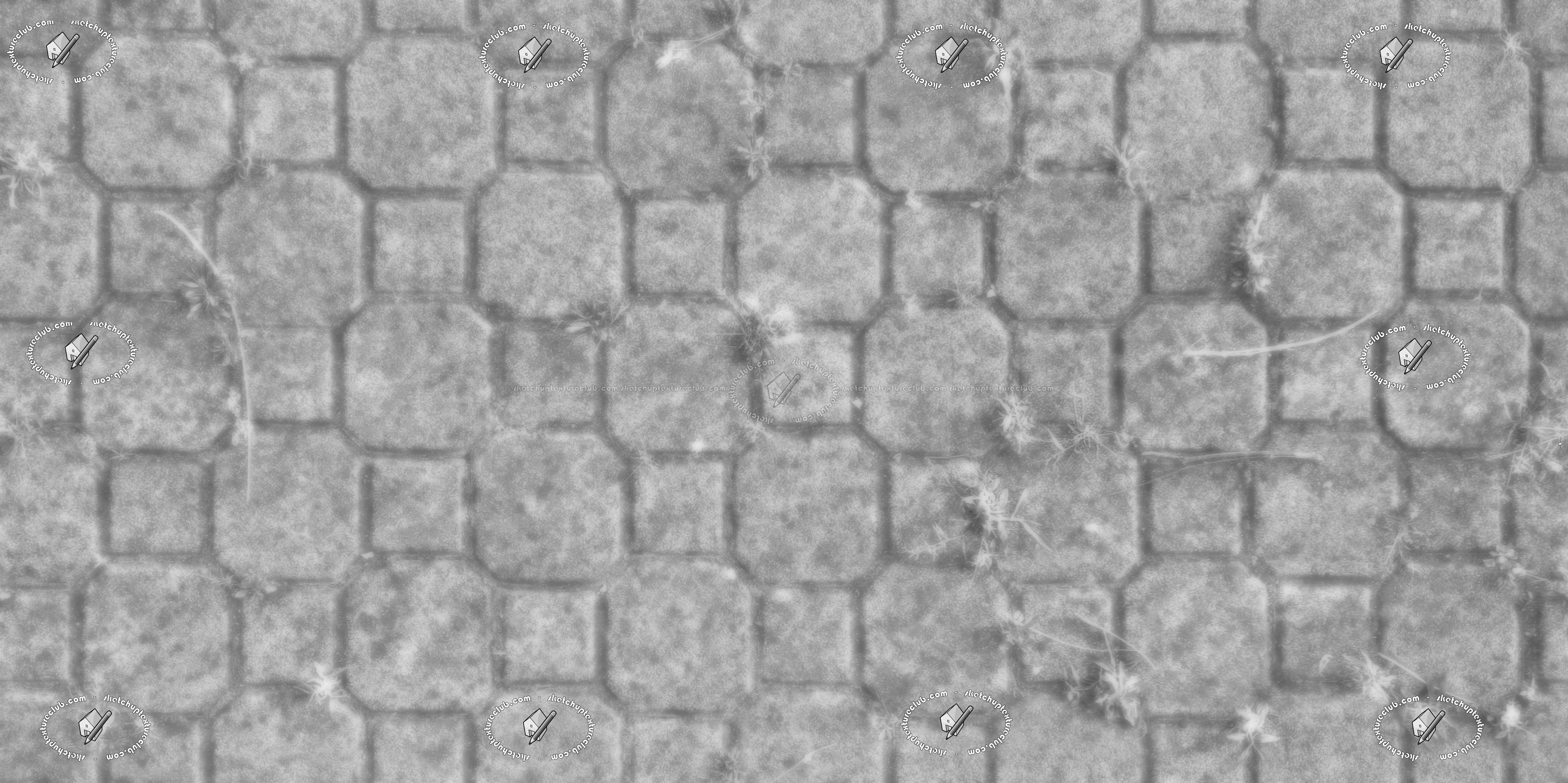 Damaged concrete outdoor paving with grass texture seamless 20783