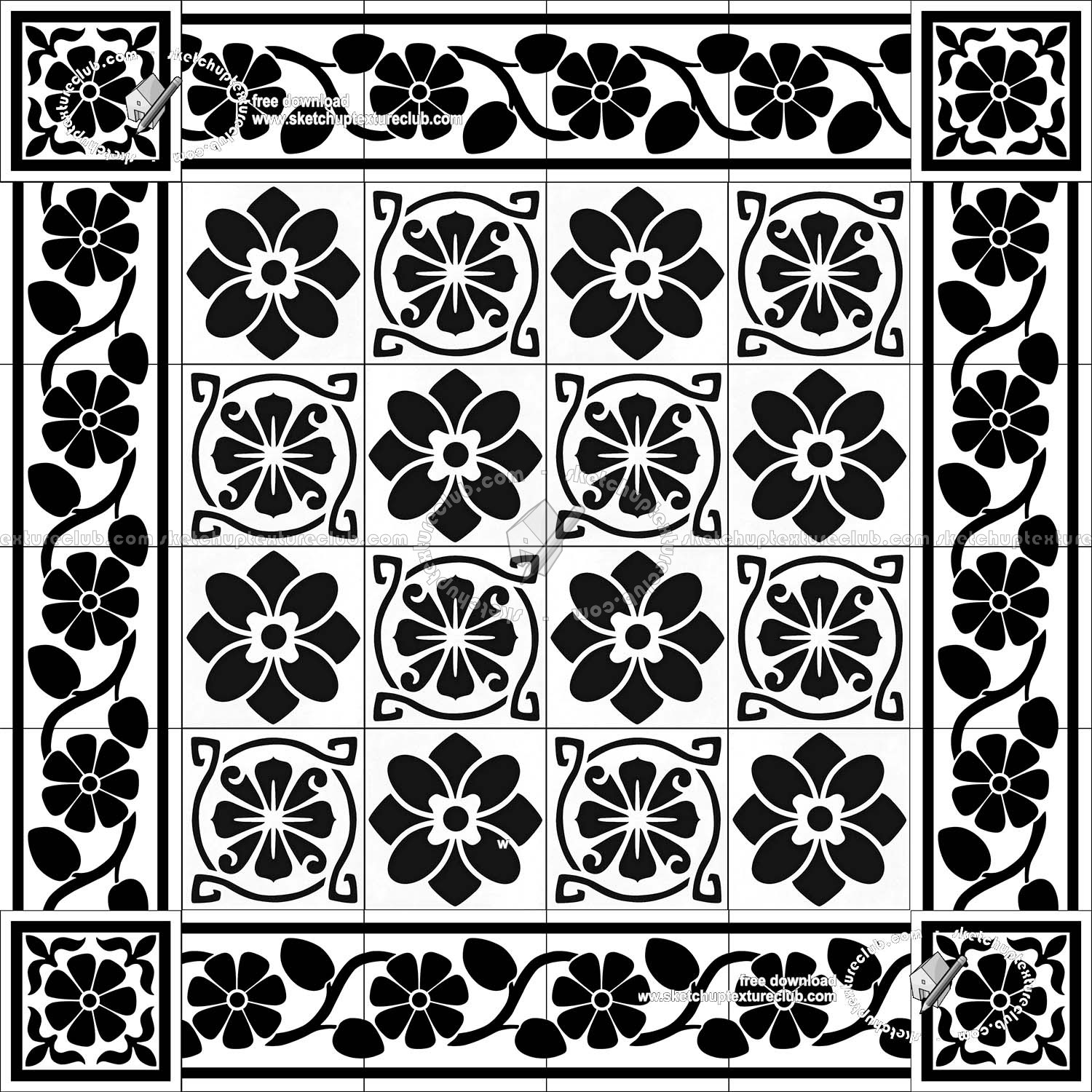 Victorian cement floor tile texture seamless 19324