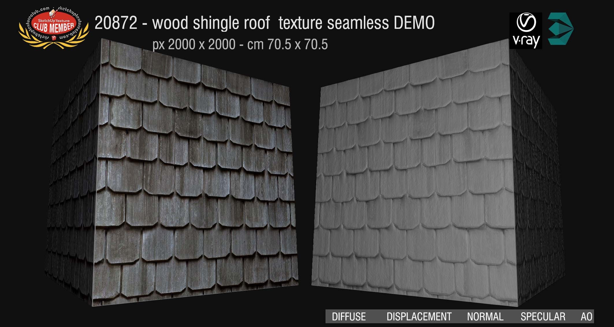 Wood shingle roof texture seamless 20872