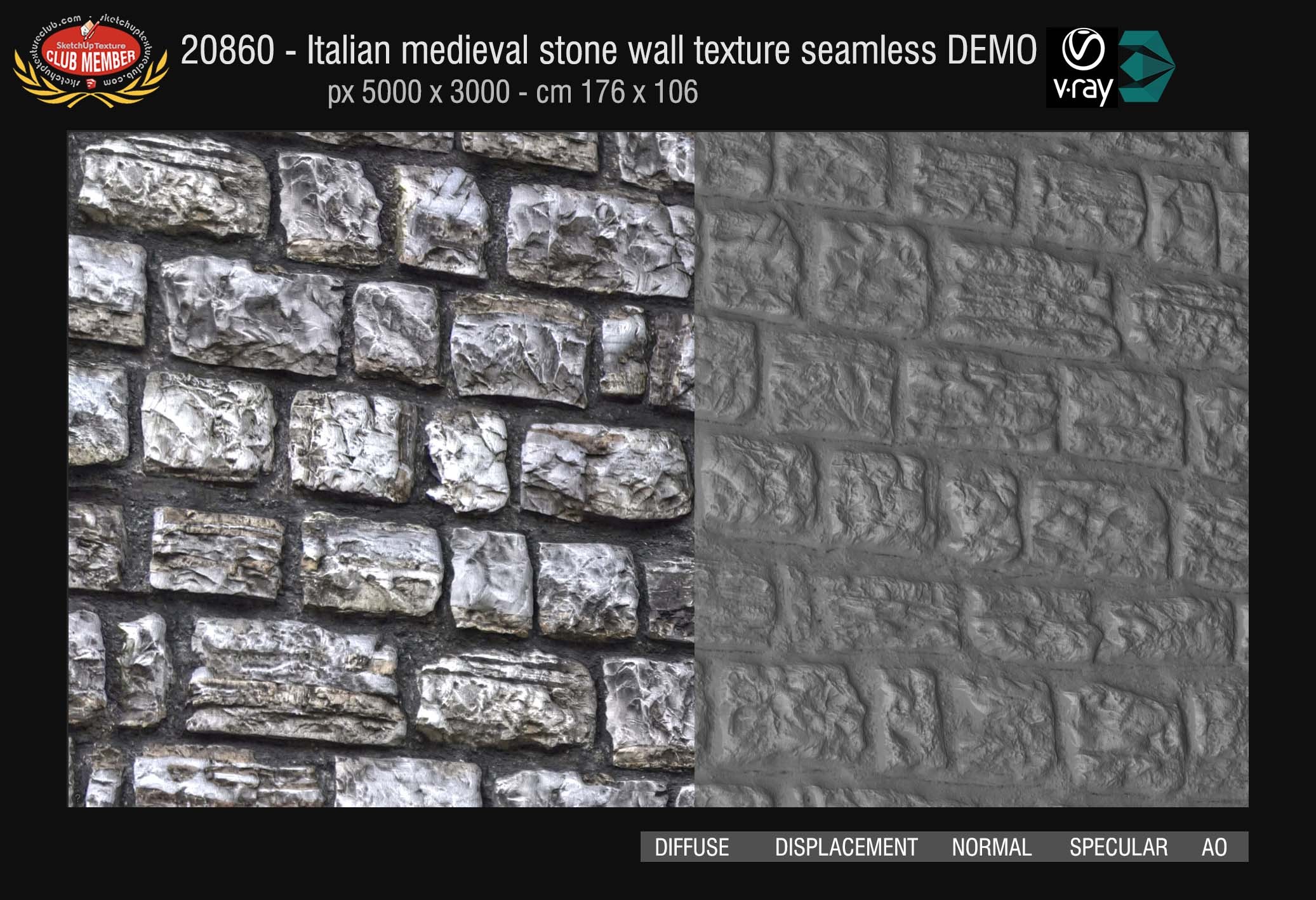 Italian medieval stone wall texture seamless 20860