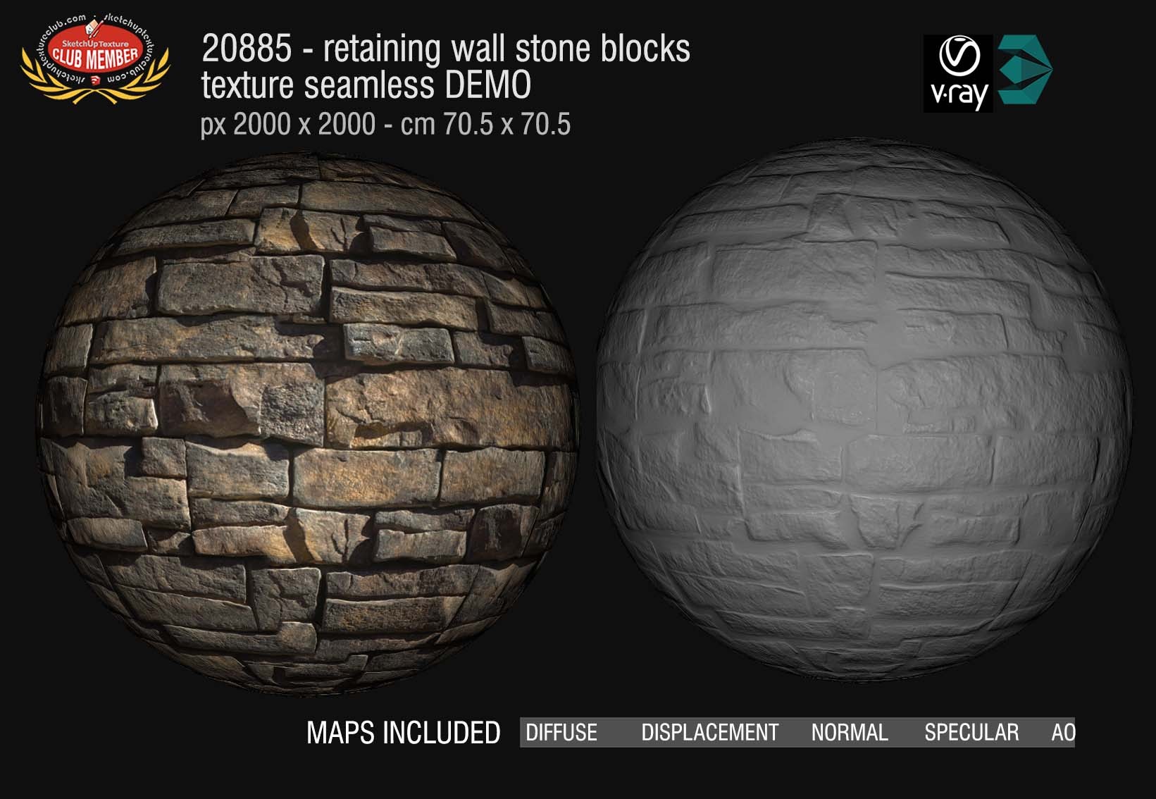 Retaining wall stone blocks texture seamless 20885