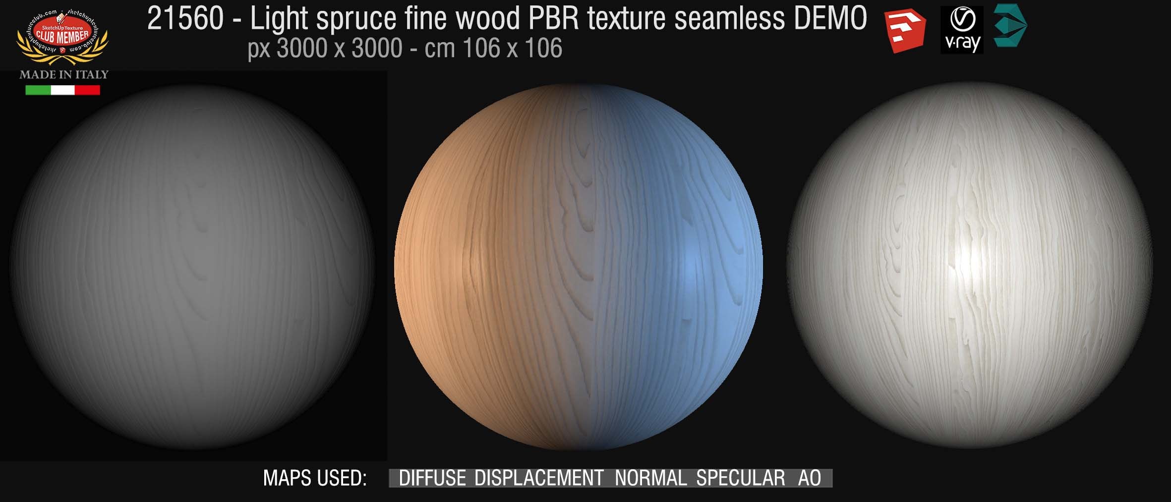 Light spruce fine wood PBR texture-seamless 21560