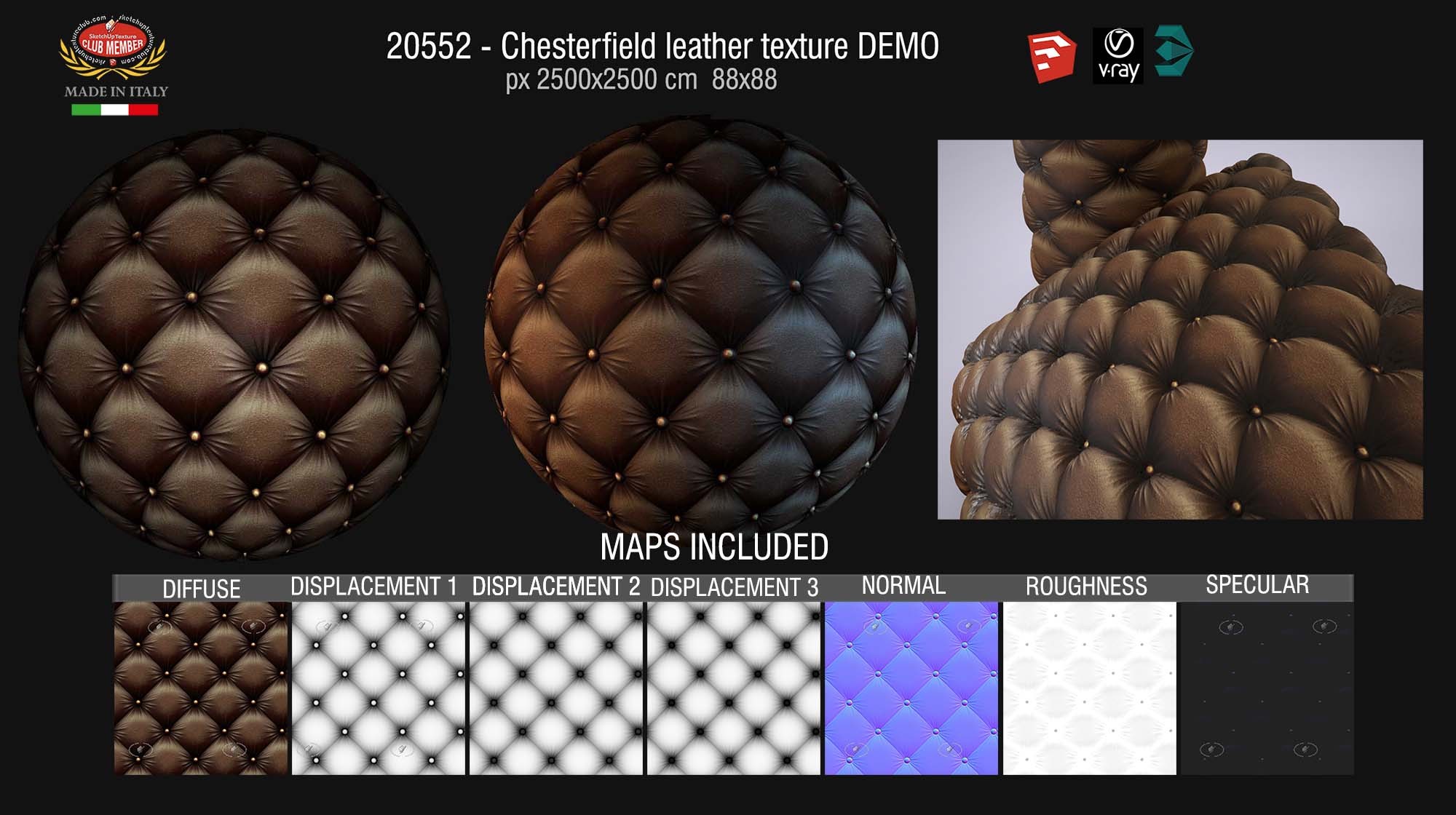 Chesterfield leather texture seamless 20552