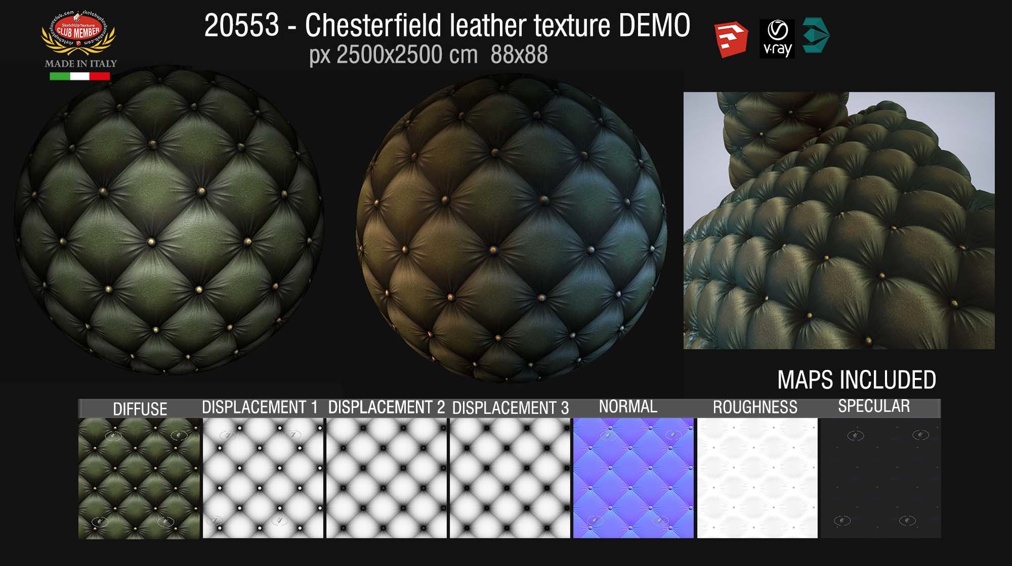 Chesterfield leather texture seamless 20553