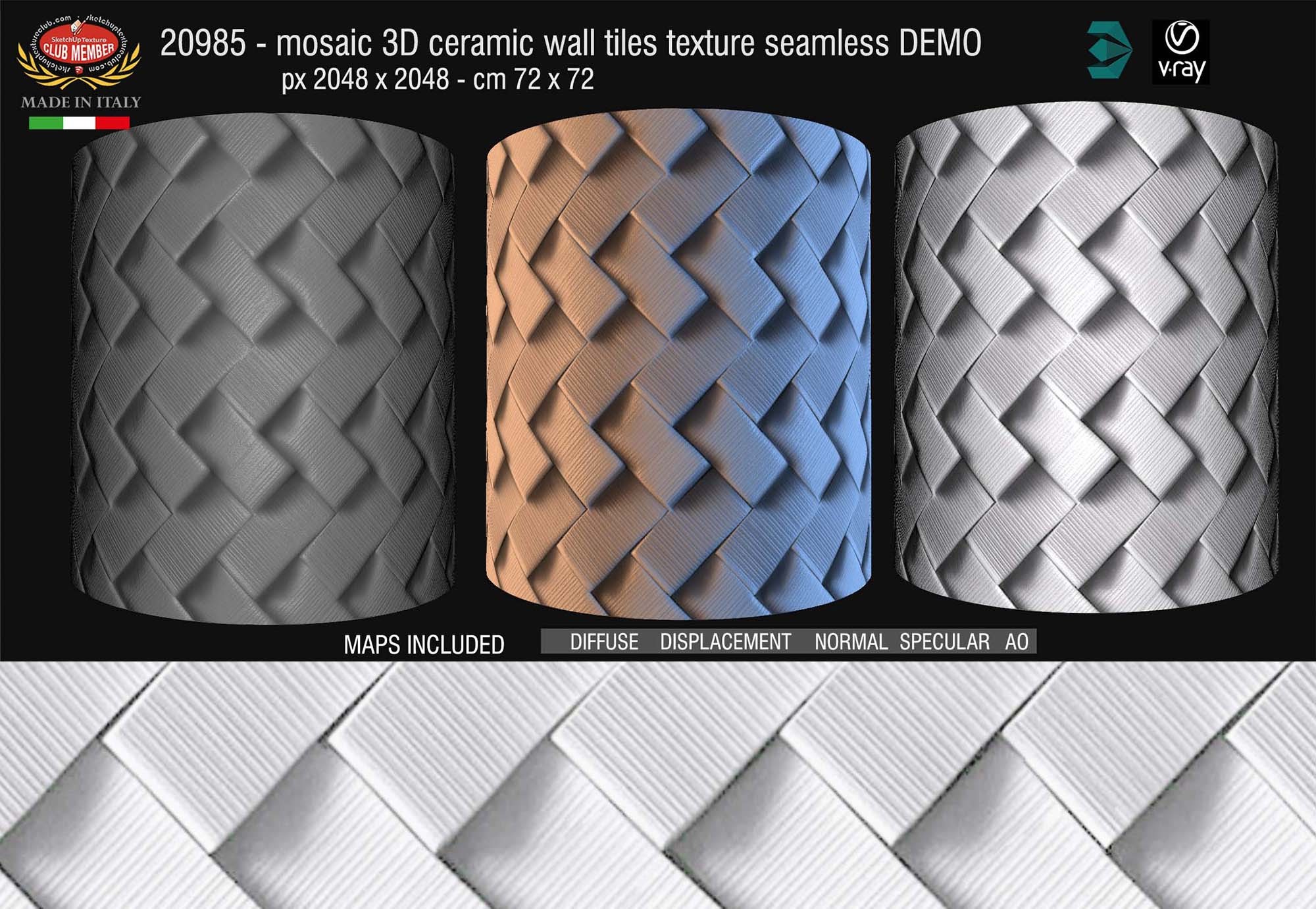 Mosaic 3d wall tiles texture seamless 20985