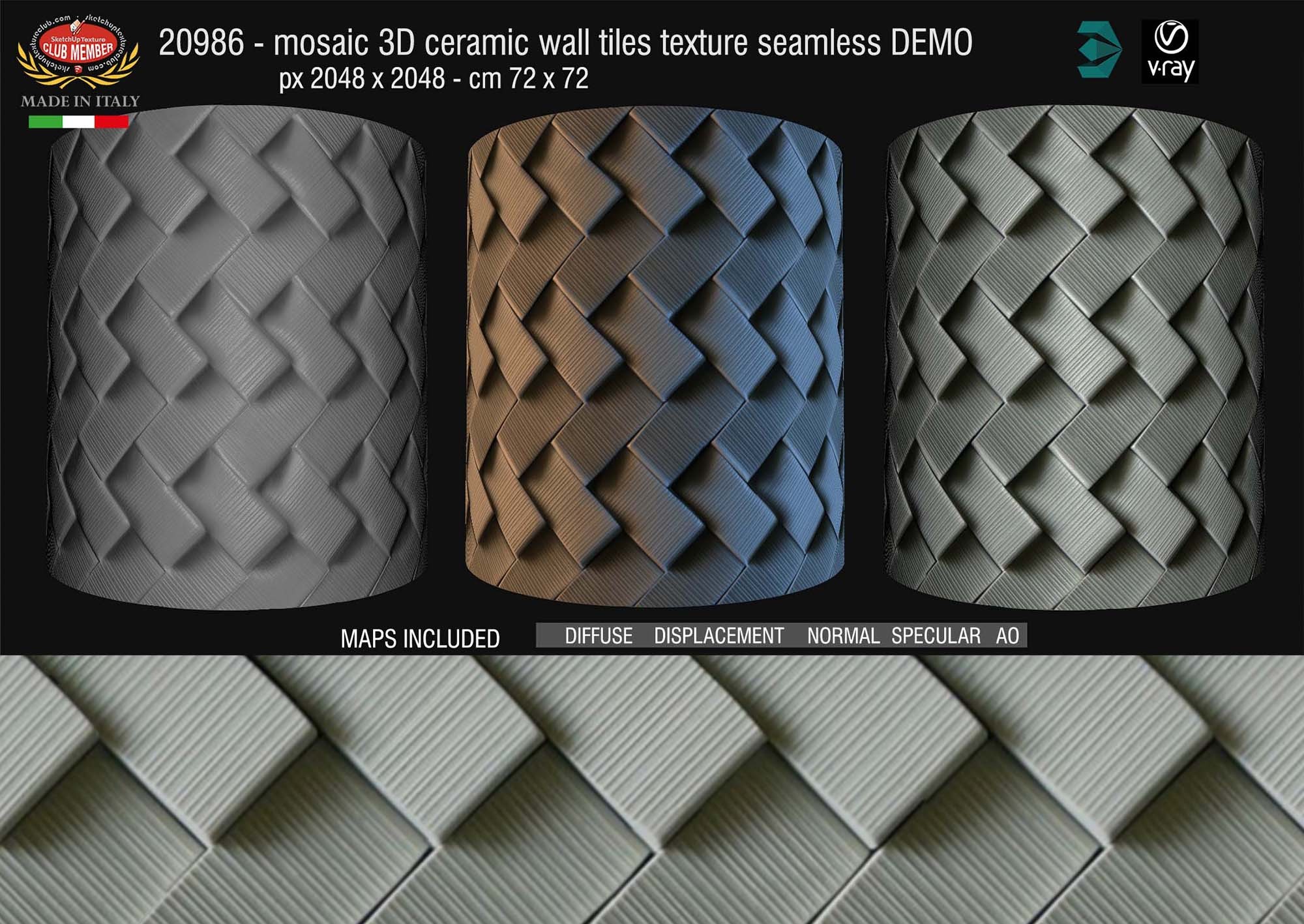 Mosaic 3d wall tiles texture seamless 20986