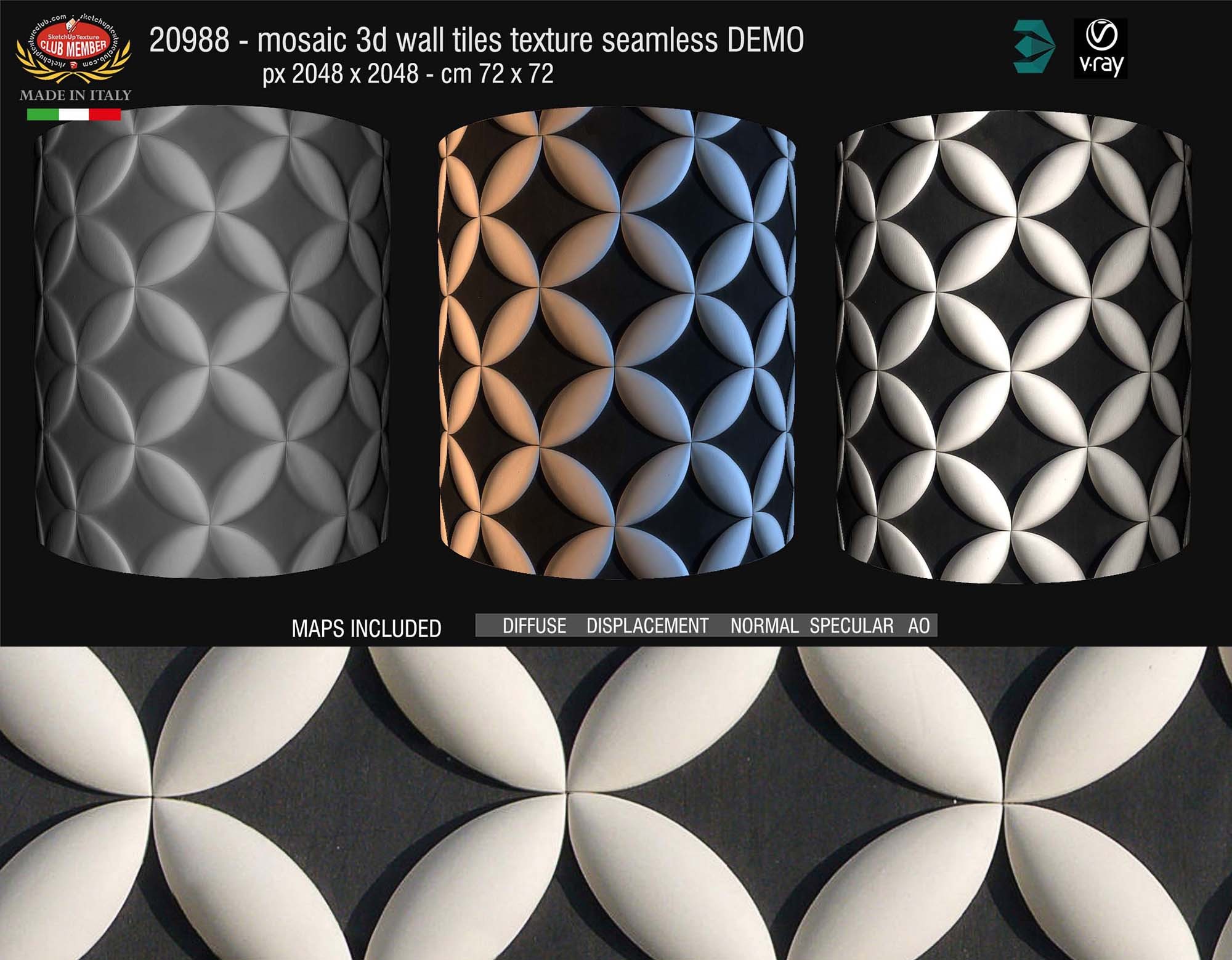 Mosaic 3d wall tiles texture seamless 20988