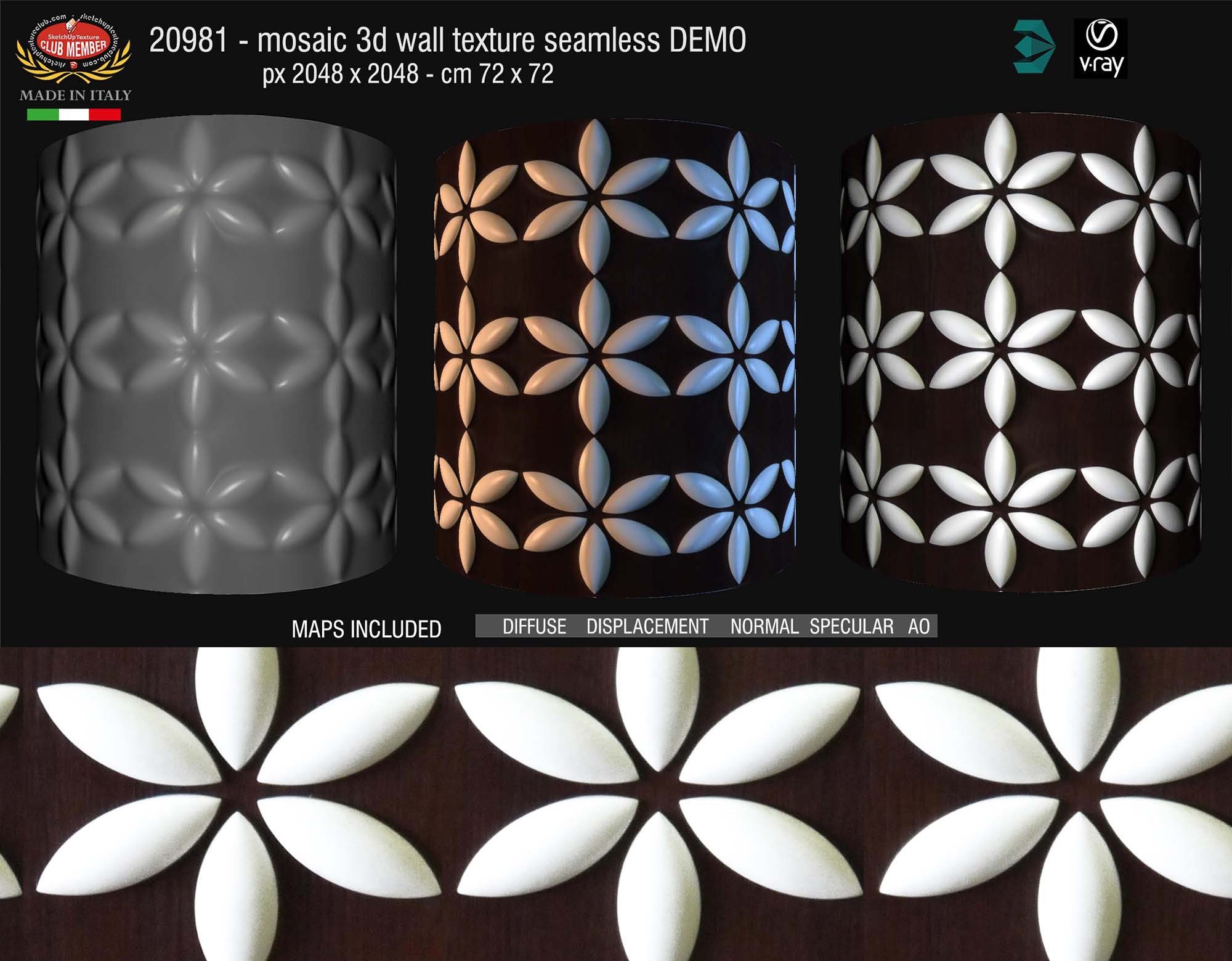 Mosaic 3d wall texture seamless 20990