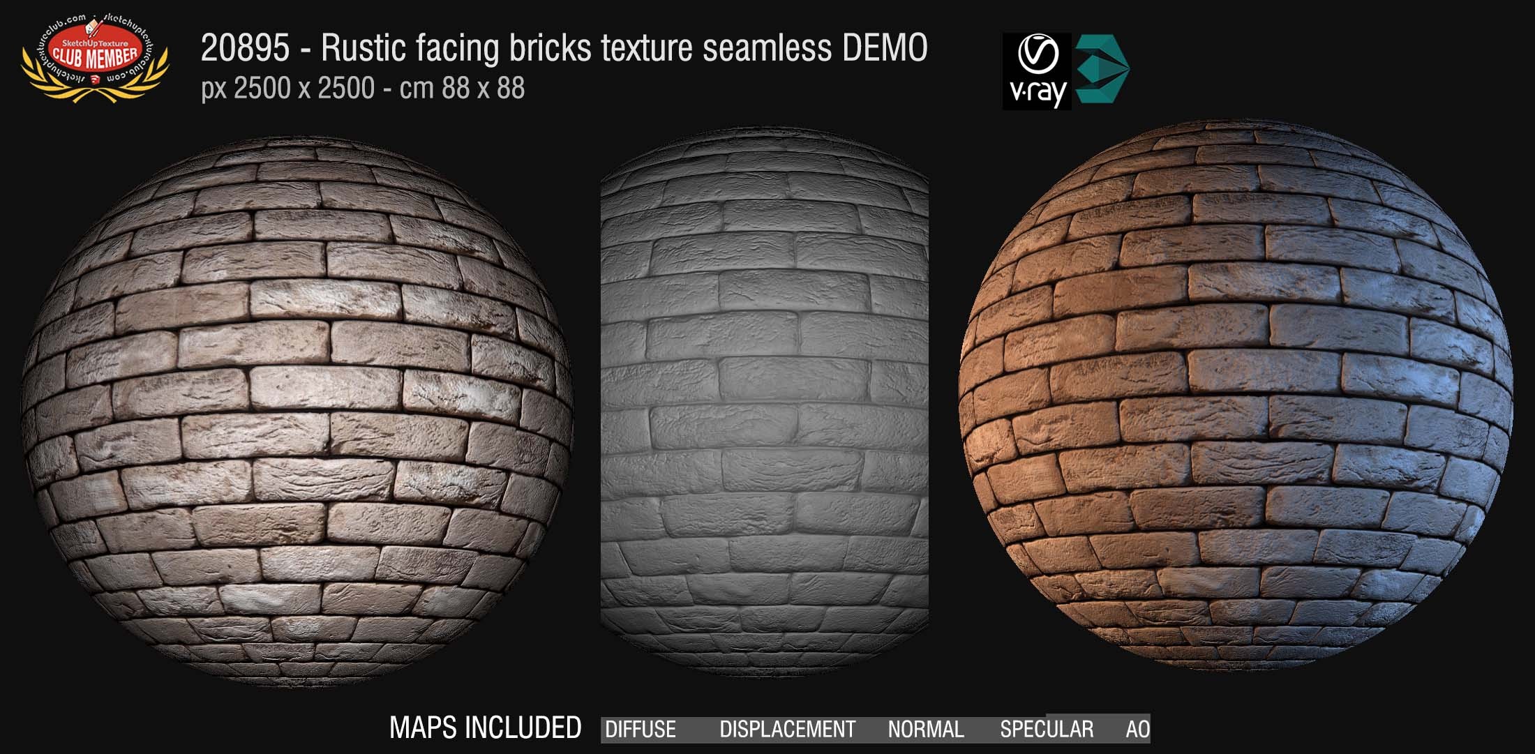 Rustic facing bricks texture seamless 20895