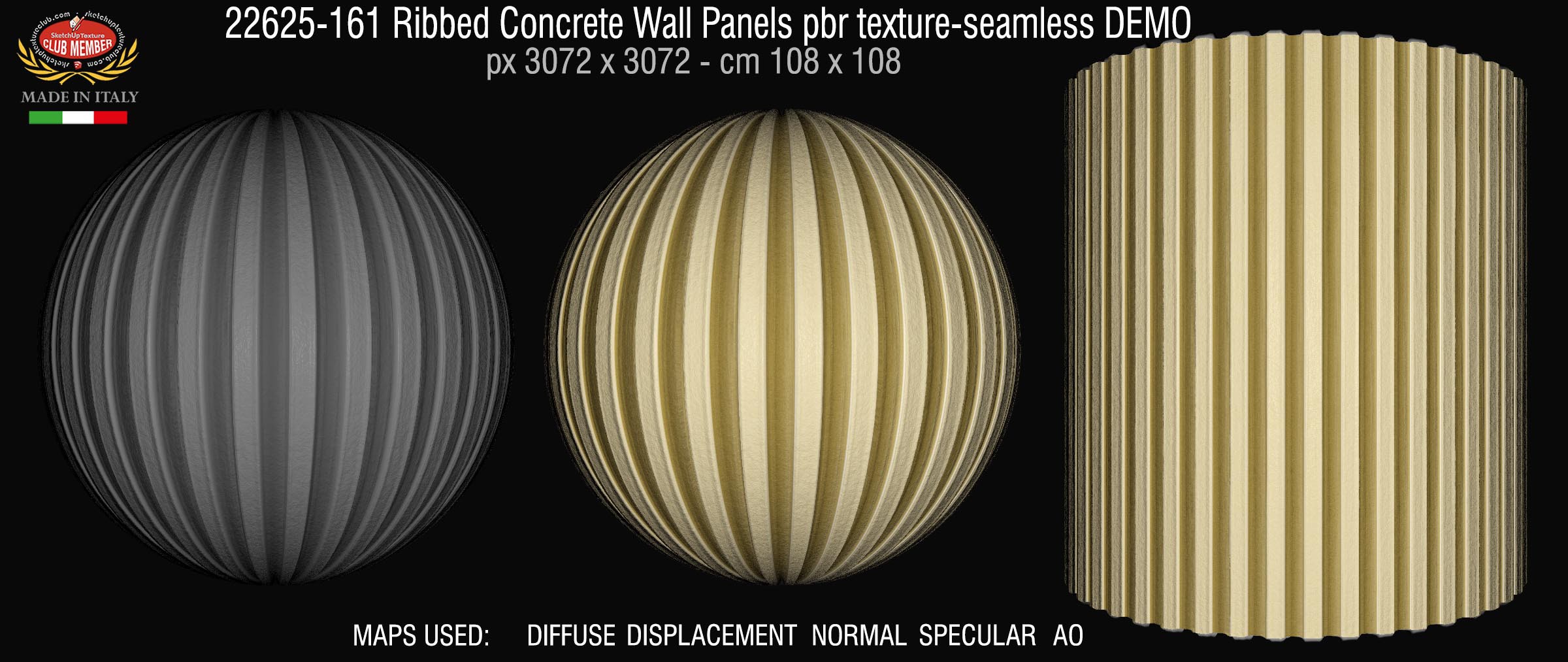Ribbed Concrete Wall Panels pbr texture seamless 22606