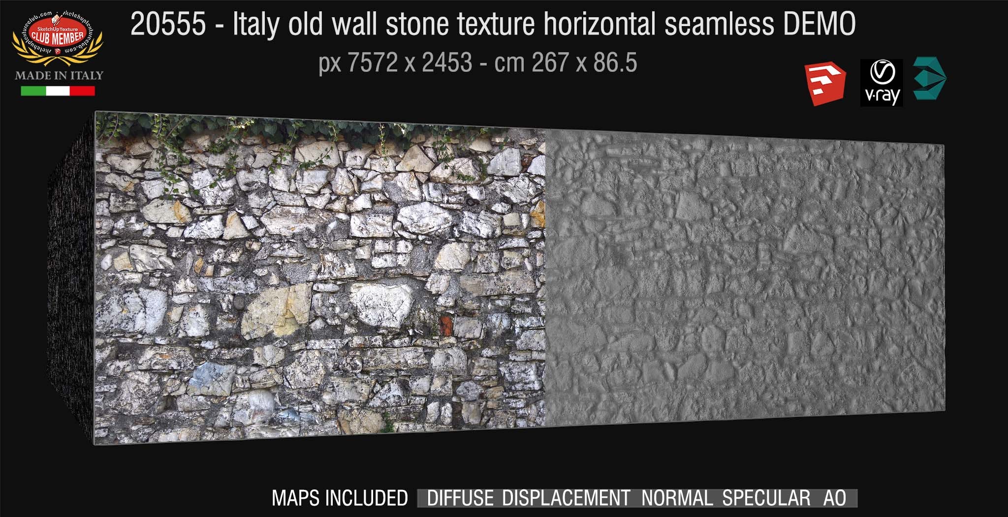 Italy old wall stone texture horizontal seamless 20555