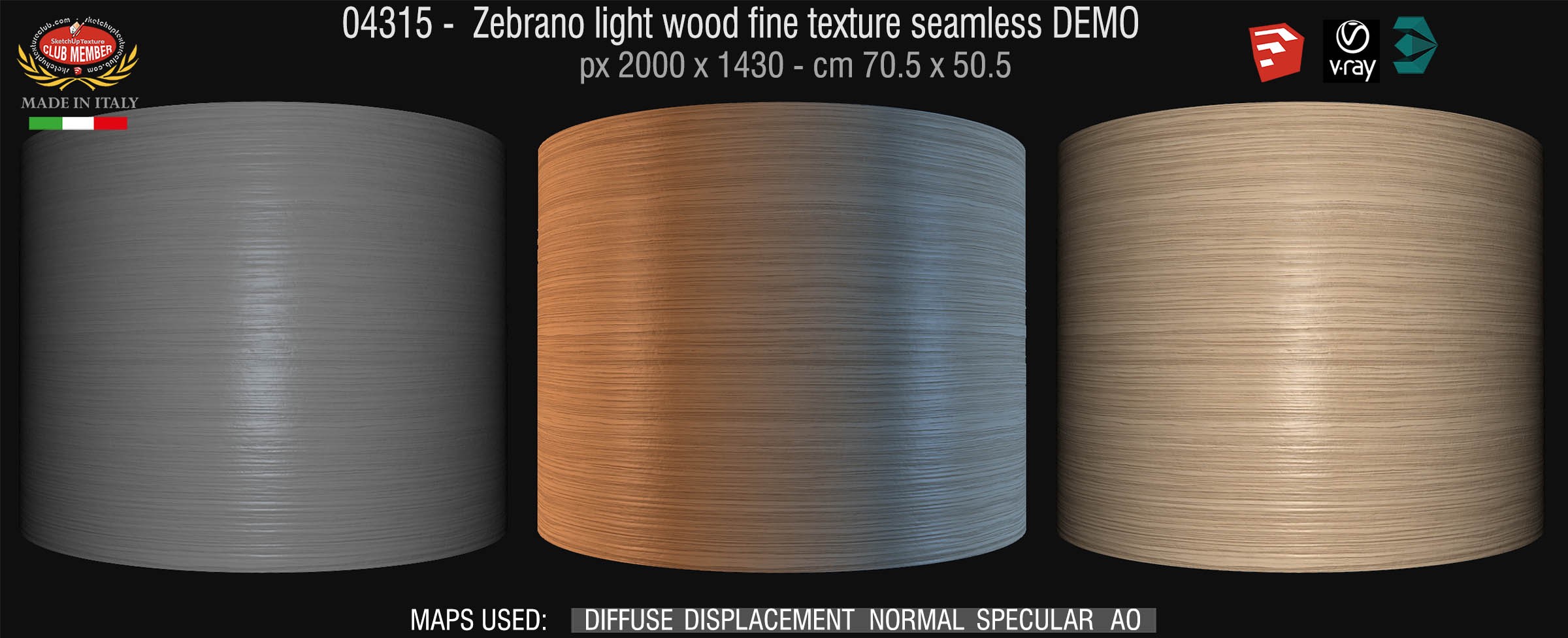 Zebrano light wood fine texture seamless 04315