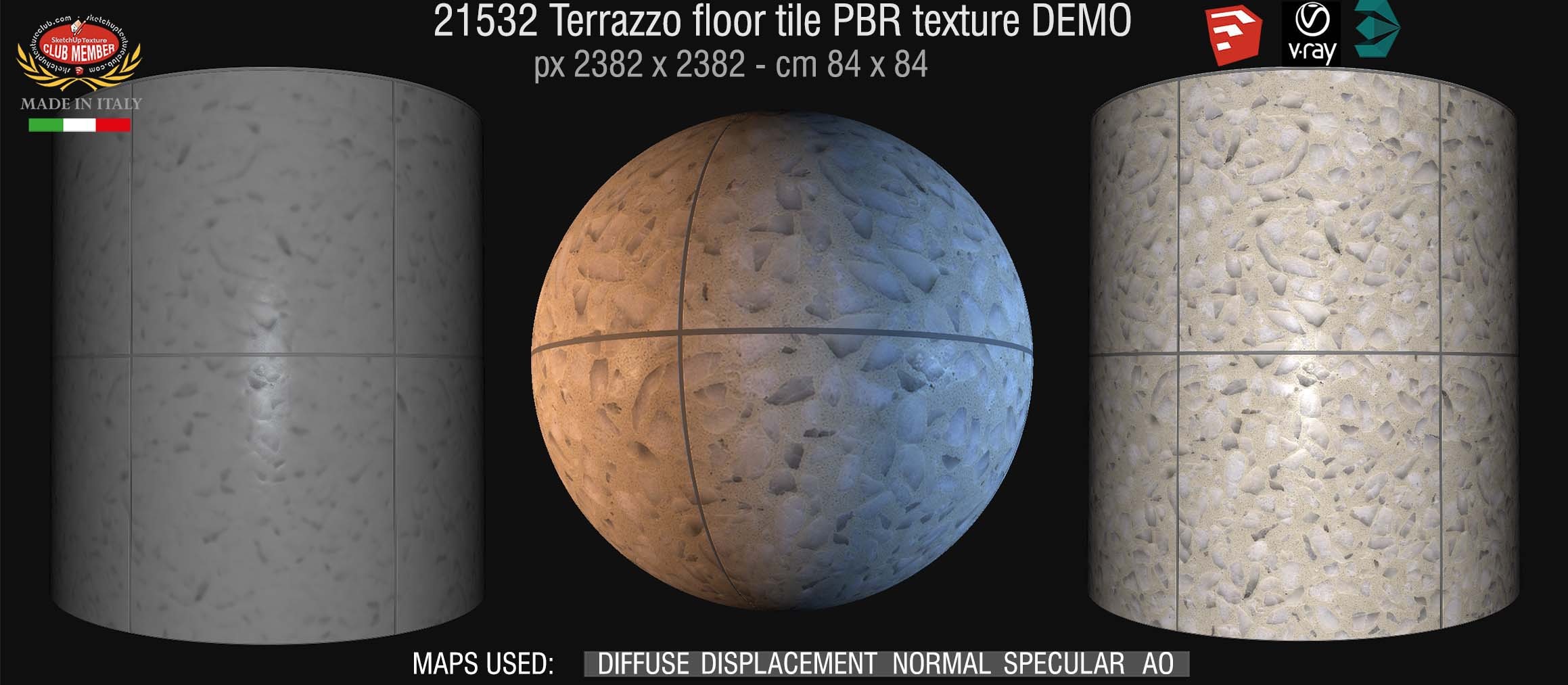 Terrazzo floor tile PBR texture seamless 21532