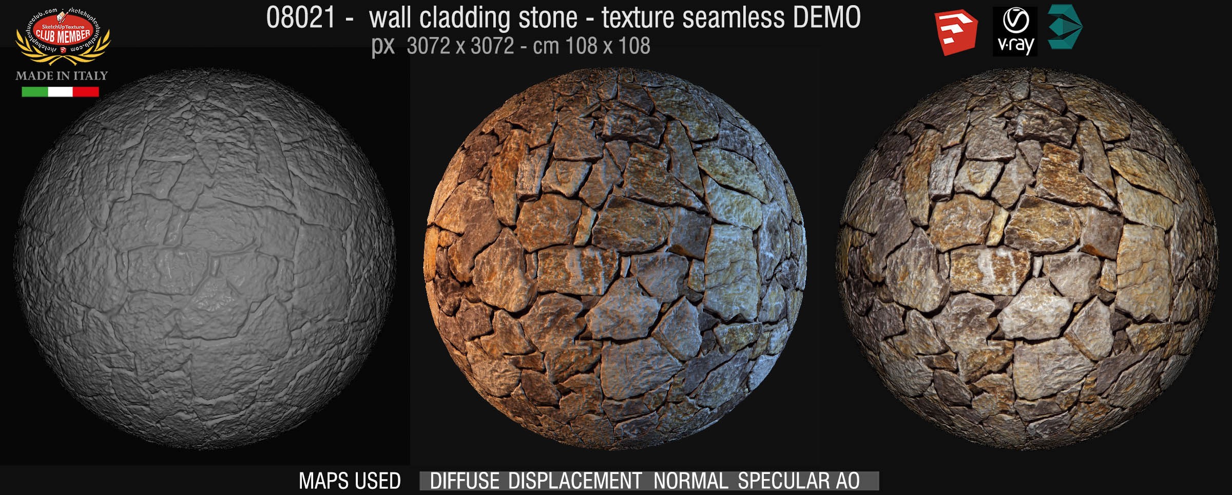 Wall cladding stone mixed size seamless 08021