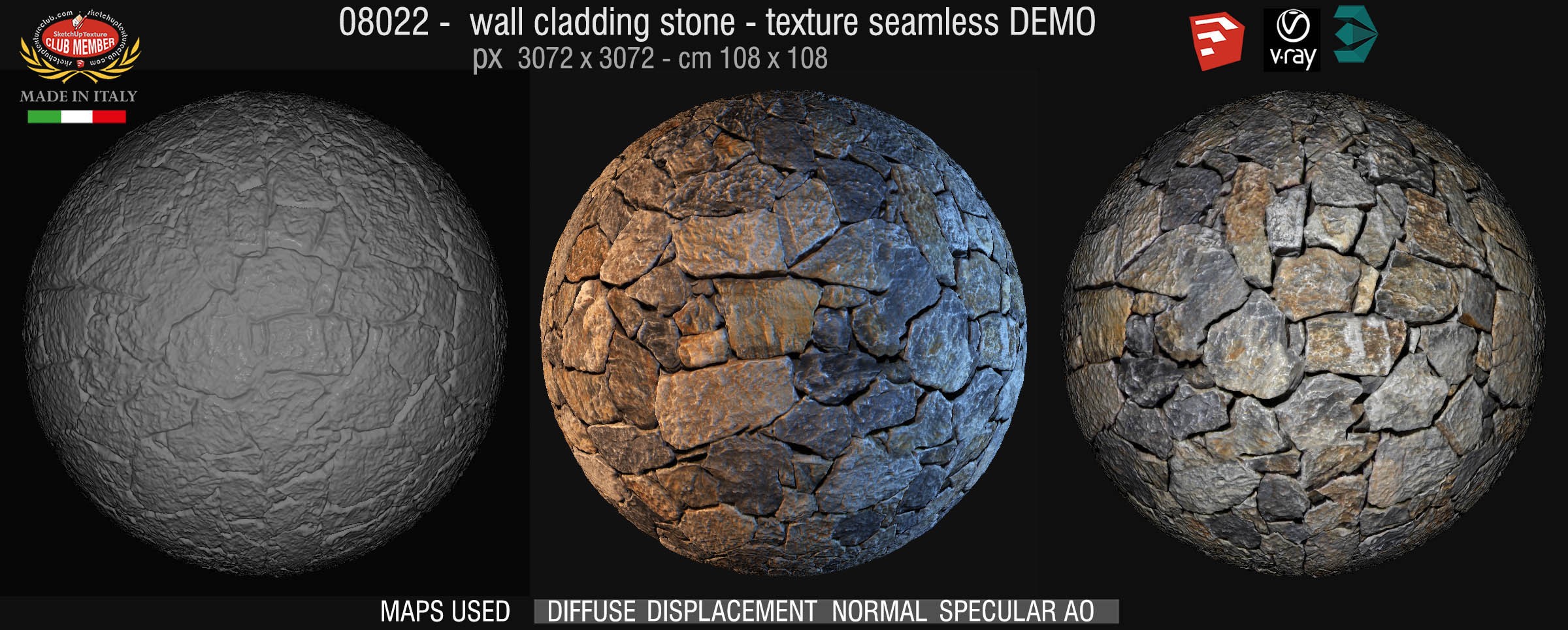 Wall cladding stone mixed size seamless 08022