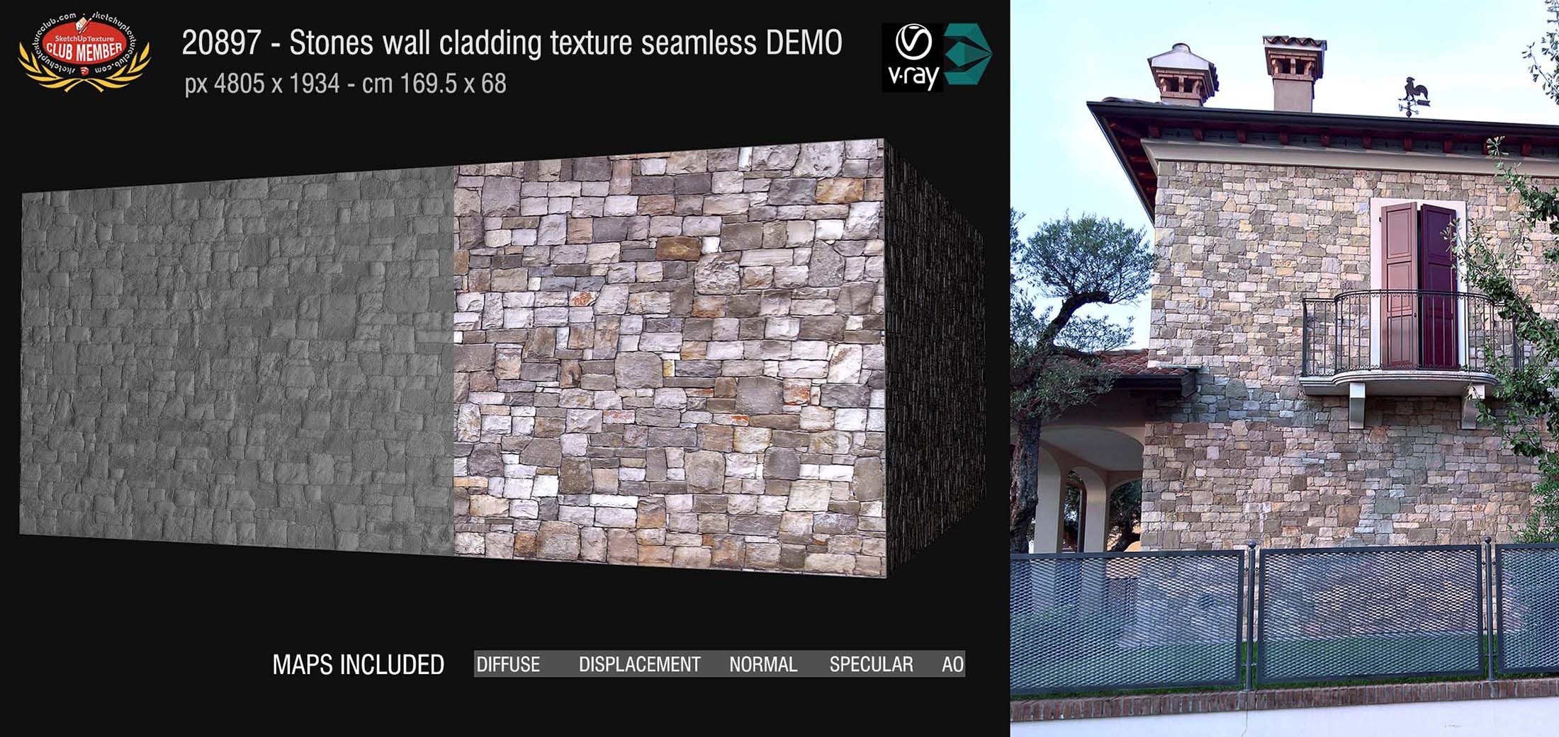 Stones wall cladding texture seamless 20897