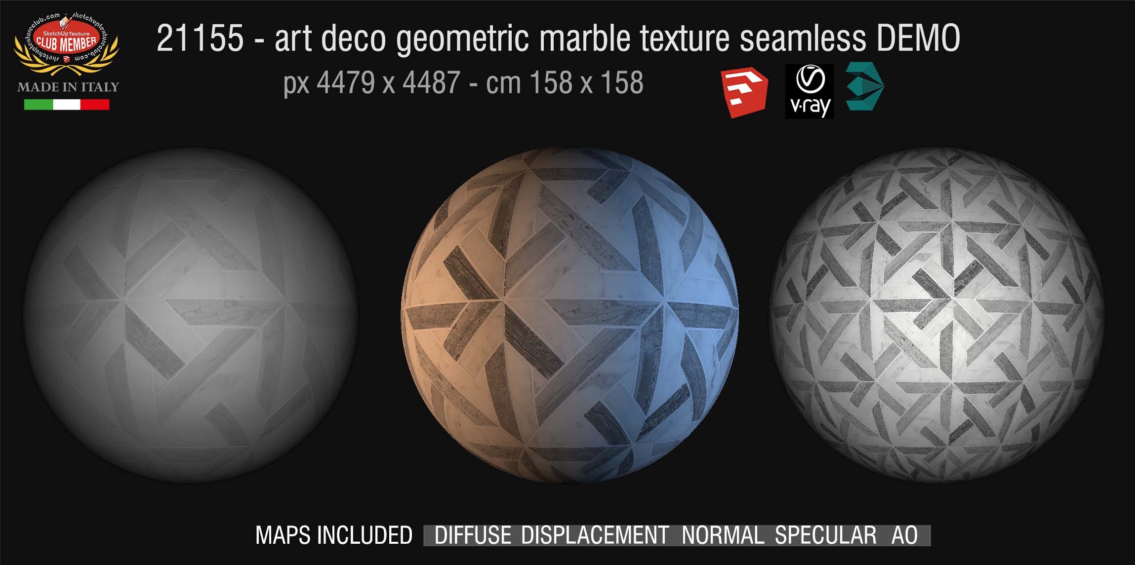 Art deco geometric marble tiles texture seamless 21155