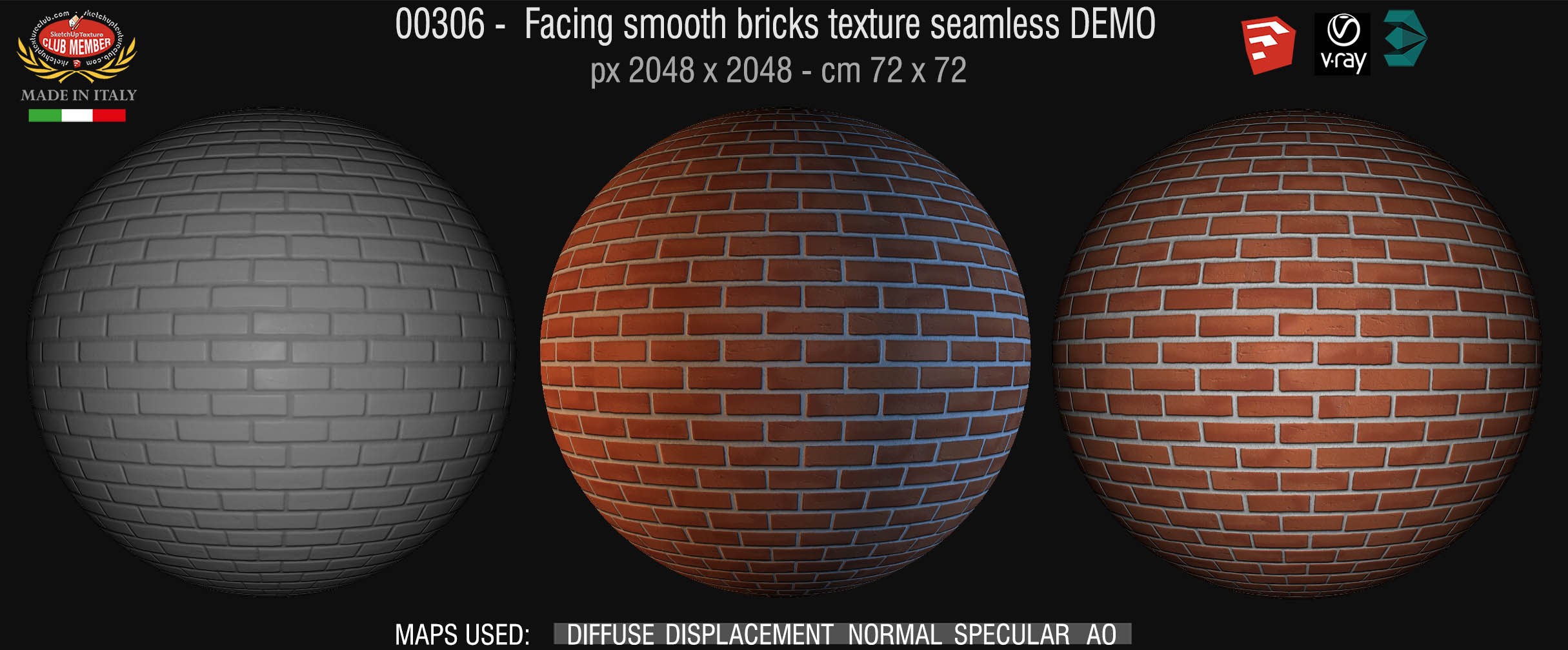 Facing smooth bricks texture seamless 00306