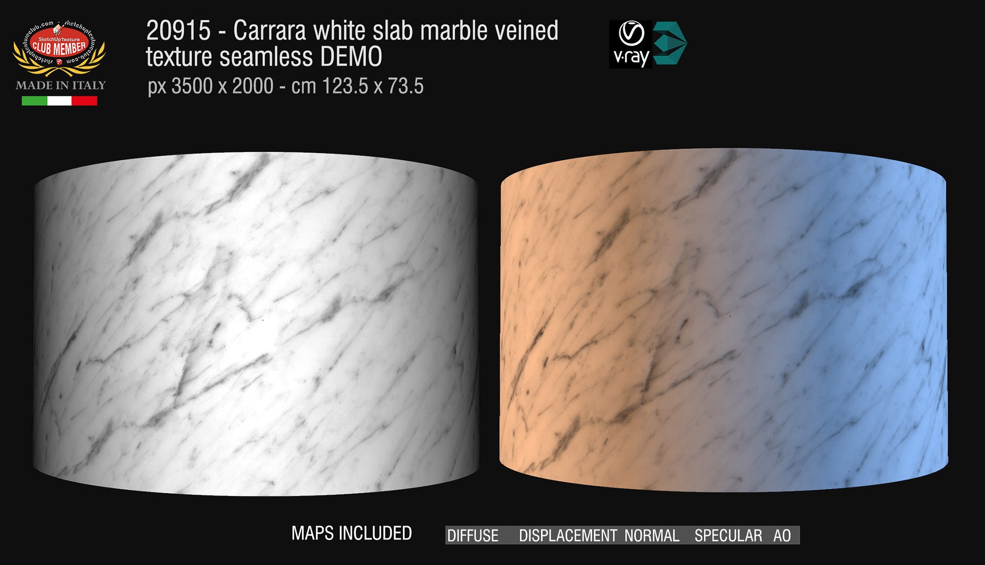Carrara white slab marble veined texture seamless 20915