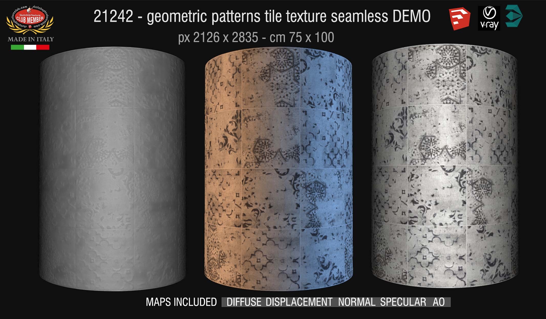 Ceramic patchwork tile texture seamless 21242