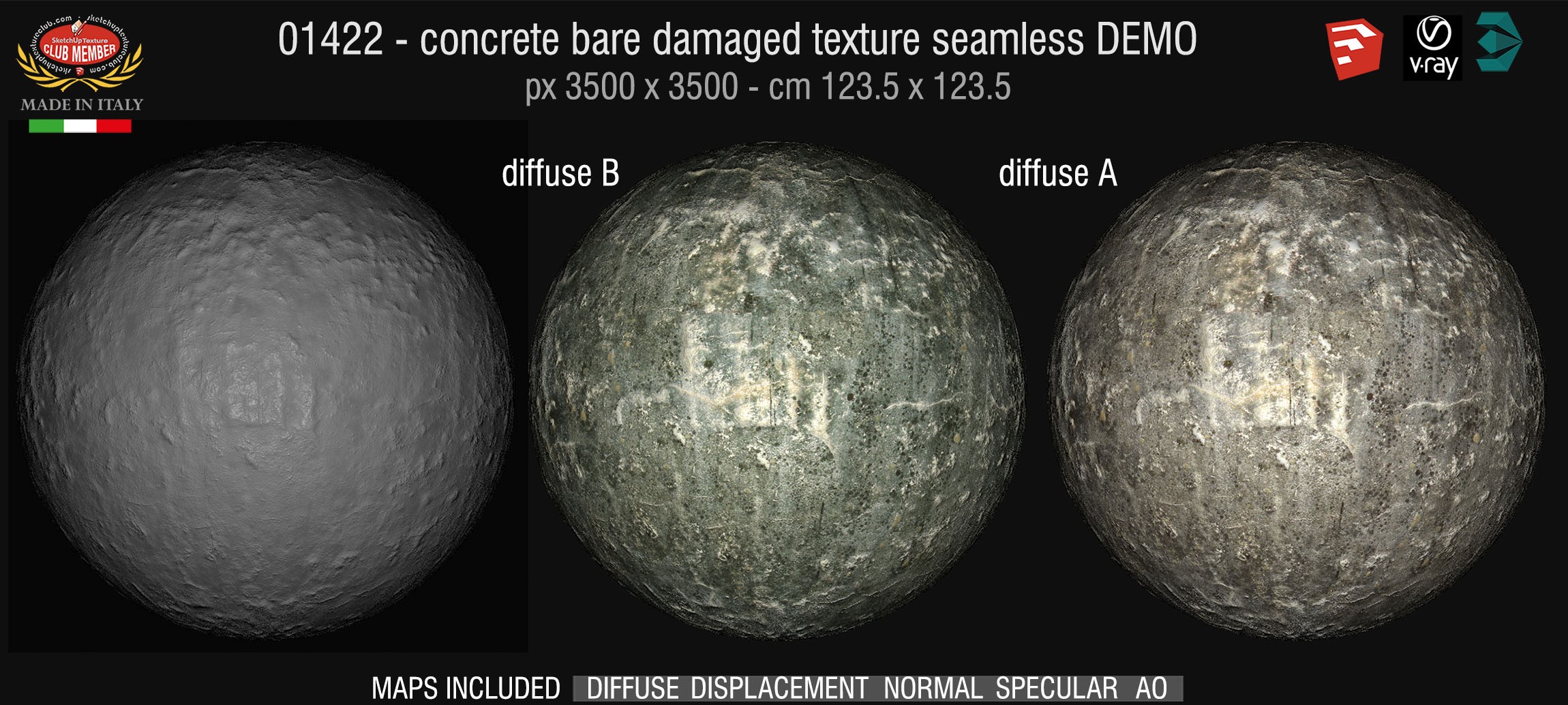 Concrete bare damaged texture seamless 01422