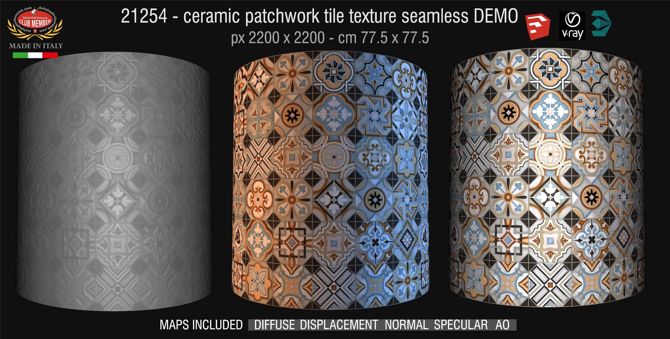 Ceramic patchwork tile texture seamless 21254