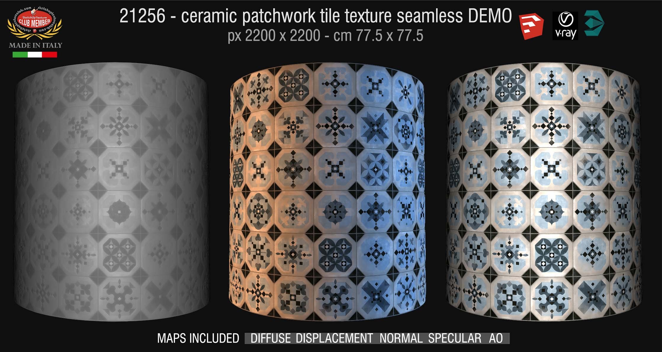 Ceramic patchwork tile texture seamless 21256