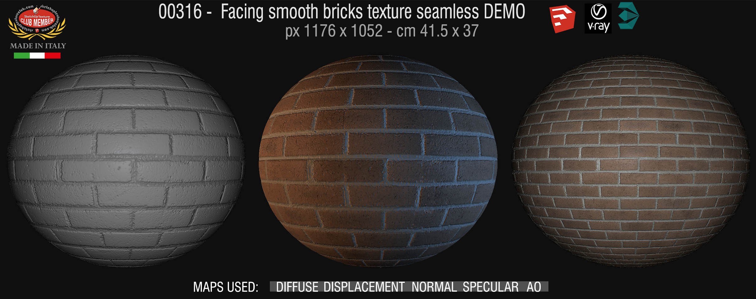 Facing smooth bricks texture seamless 00316