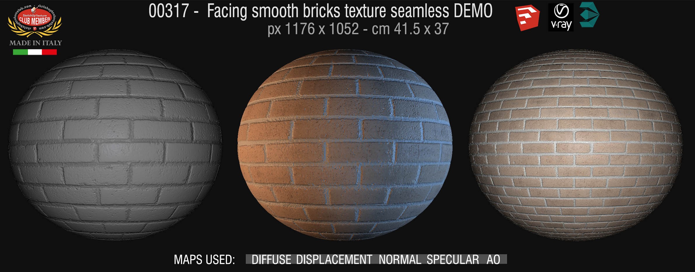 Facing smooth bricks texture seamless 00317