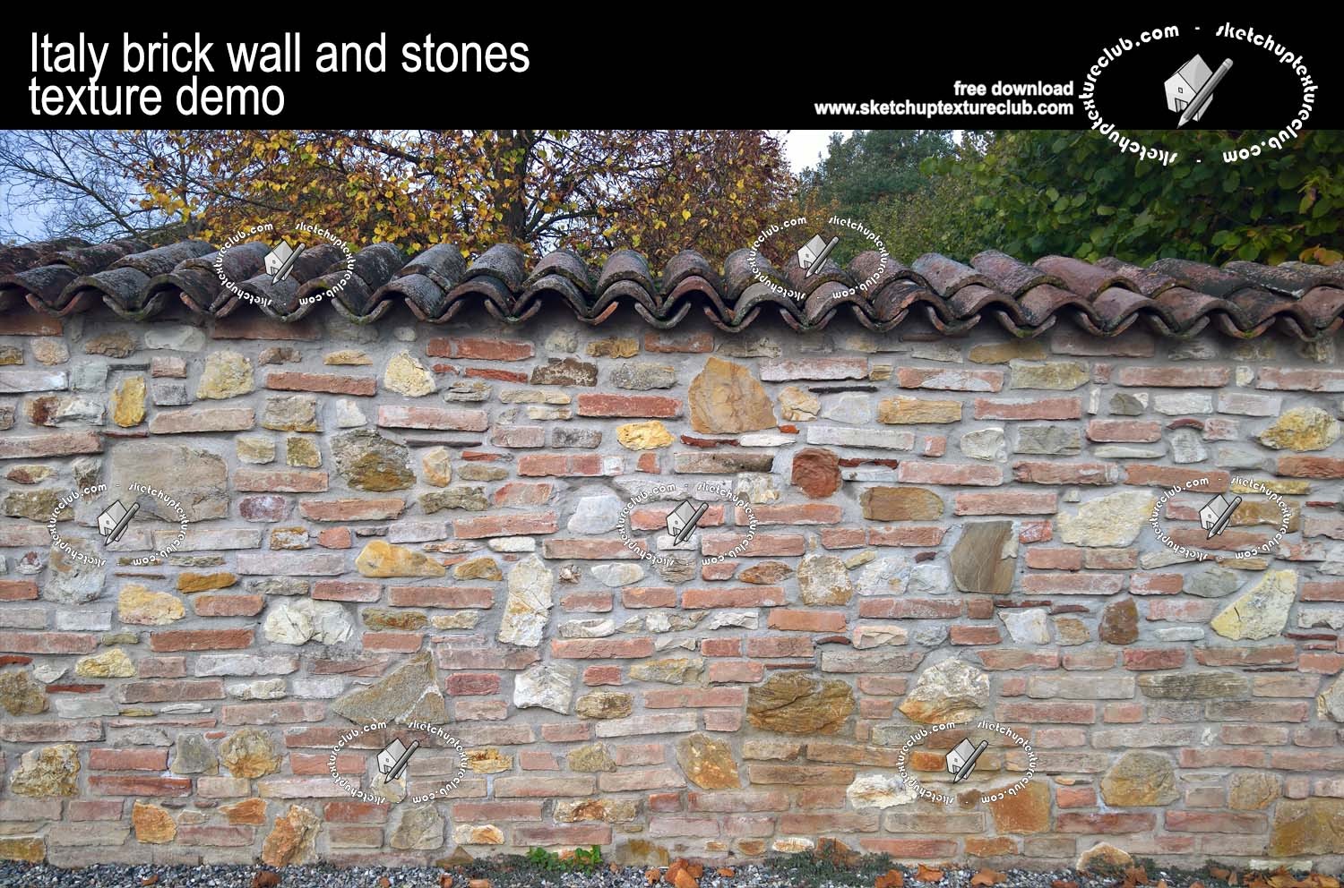 Italy brick wall and stones texture horizontal seamless 19271