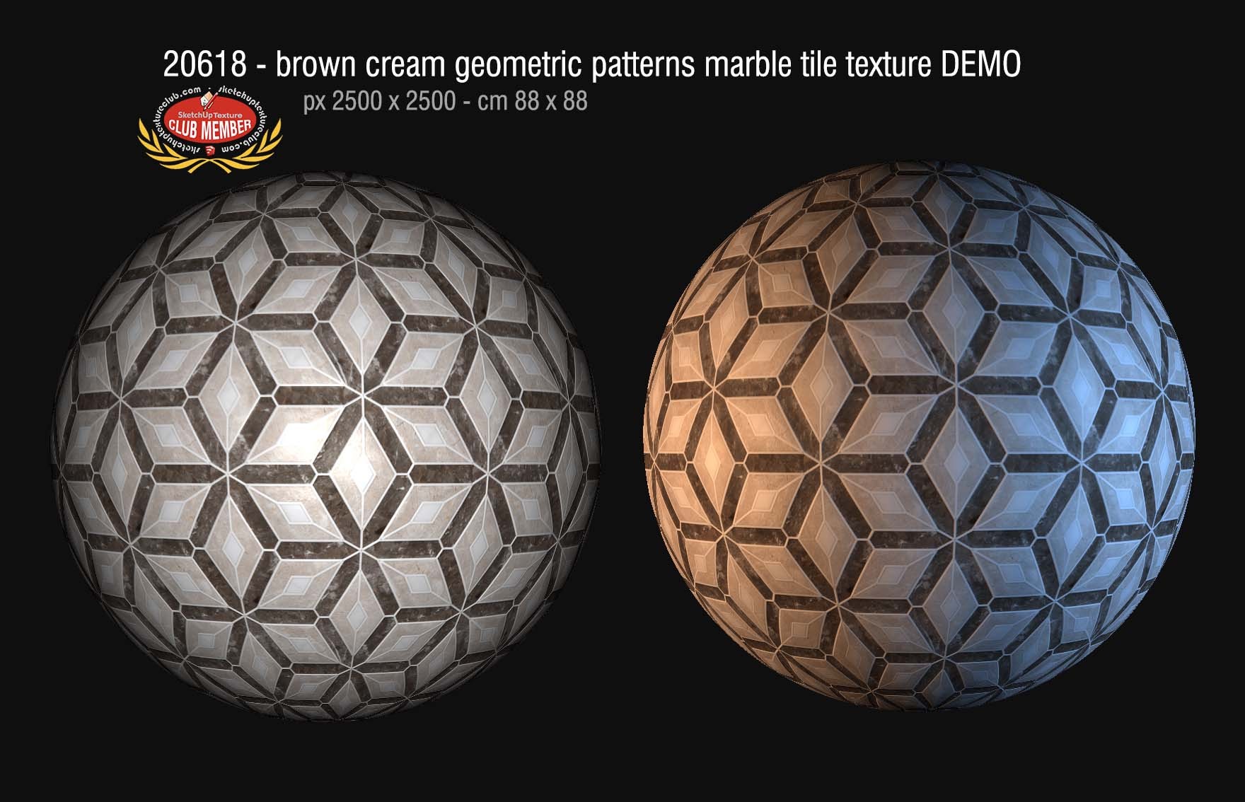 Brown cream geometric patterns marble tile texture seamless 20618