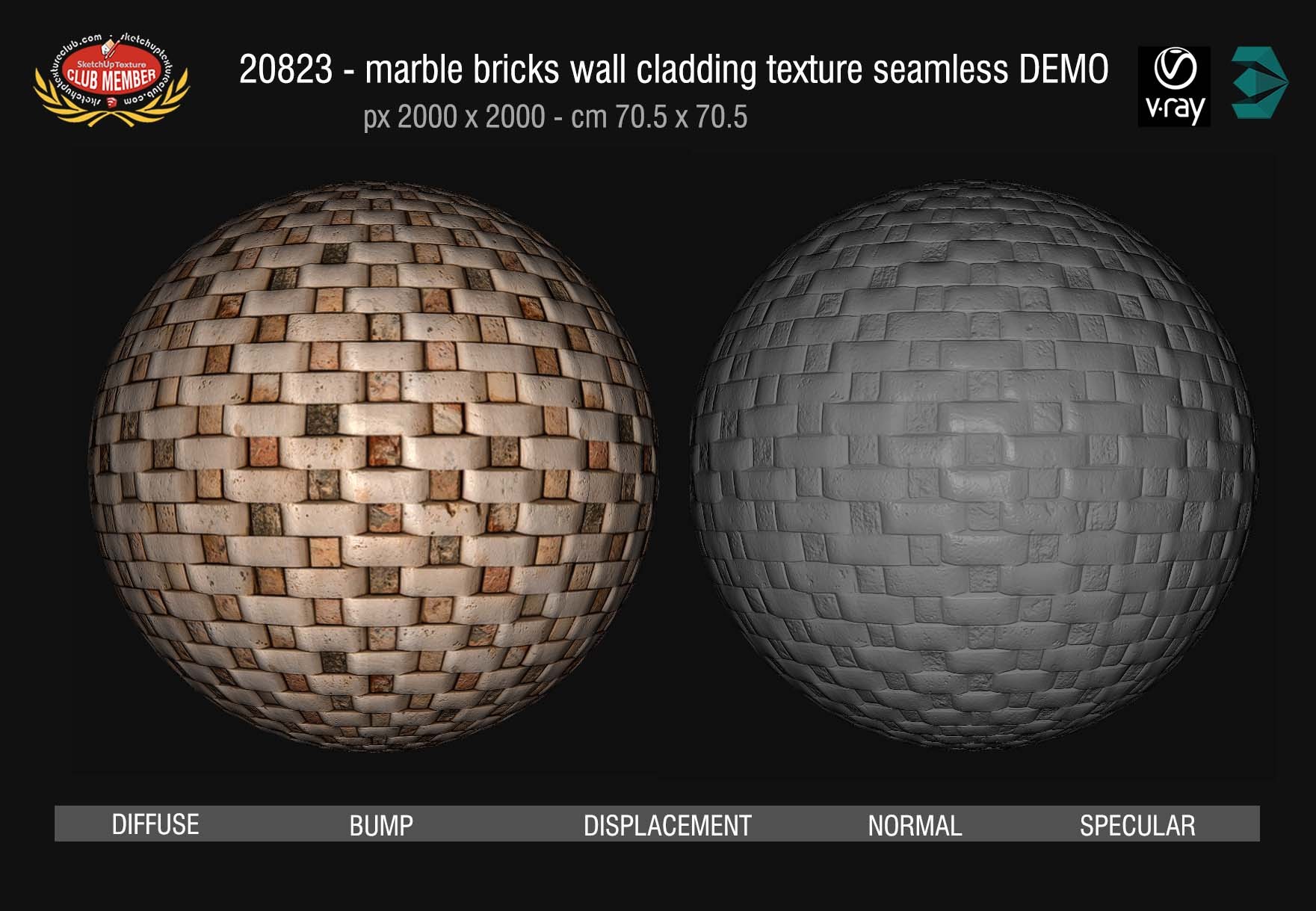 Marble bricks wall cladding texture seamless 20823